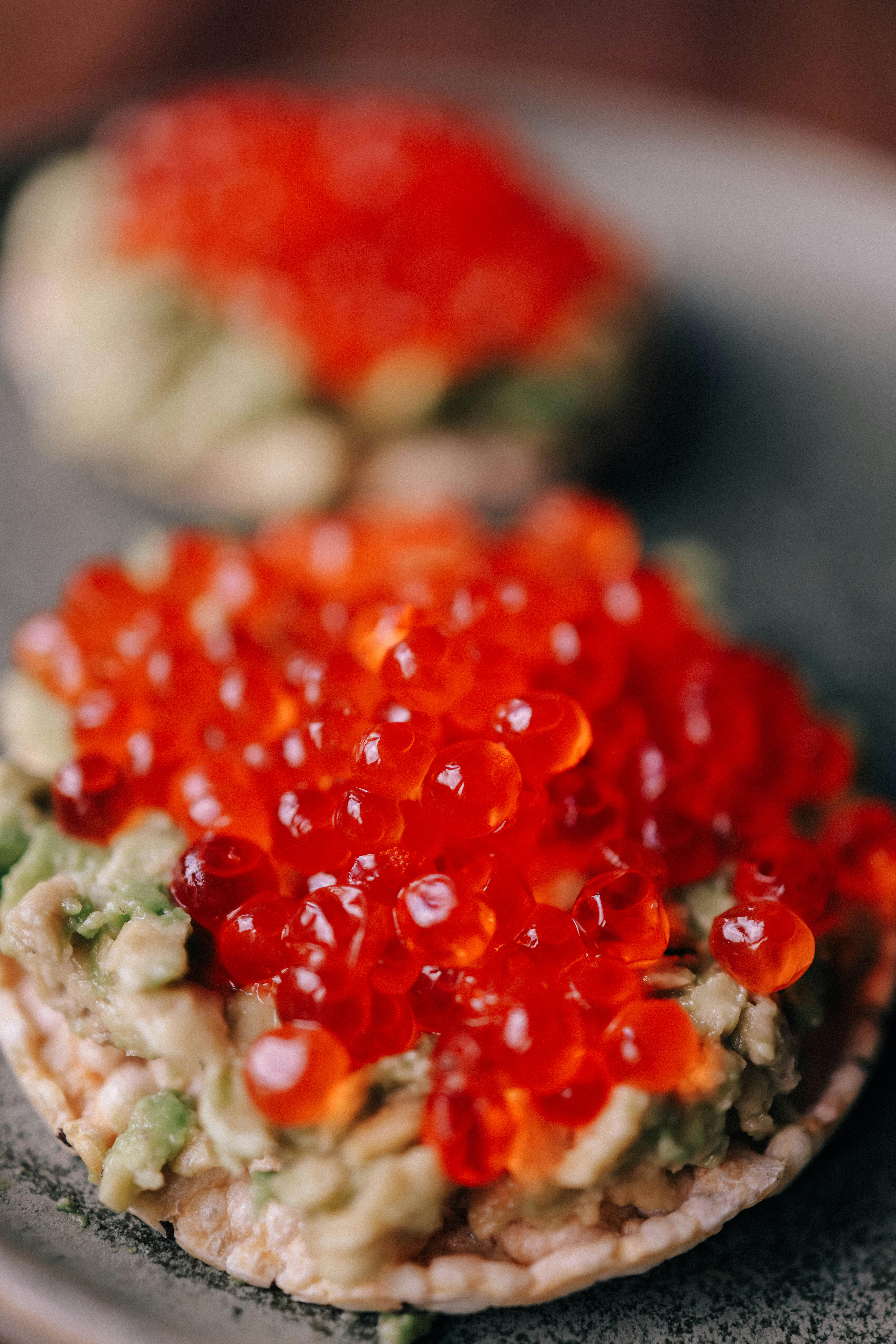 Close-up Photo of Avocado and Salmon Roe Toast · Free Stock Photo