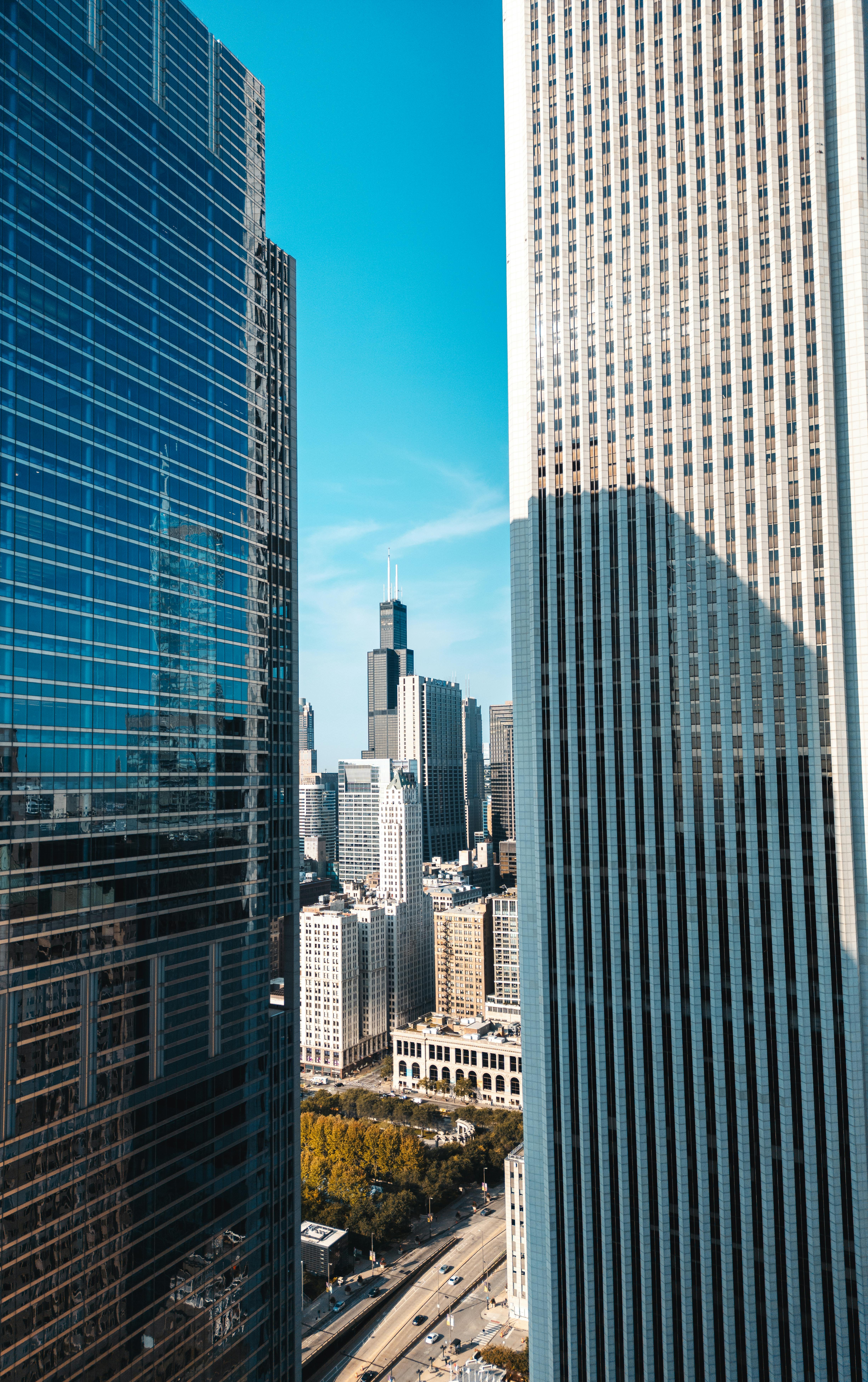 Vue Aérienne De L'emblématique Skyline De Chicago · Photo gratuite