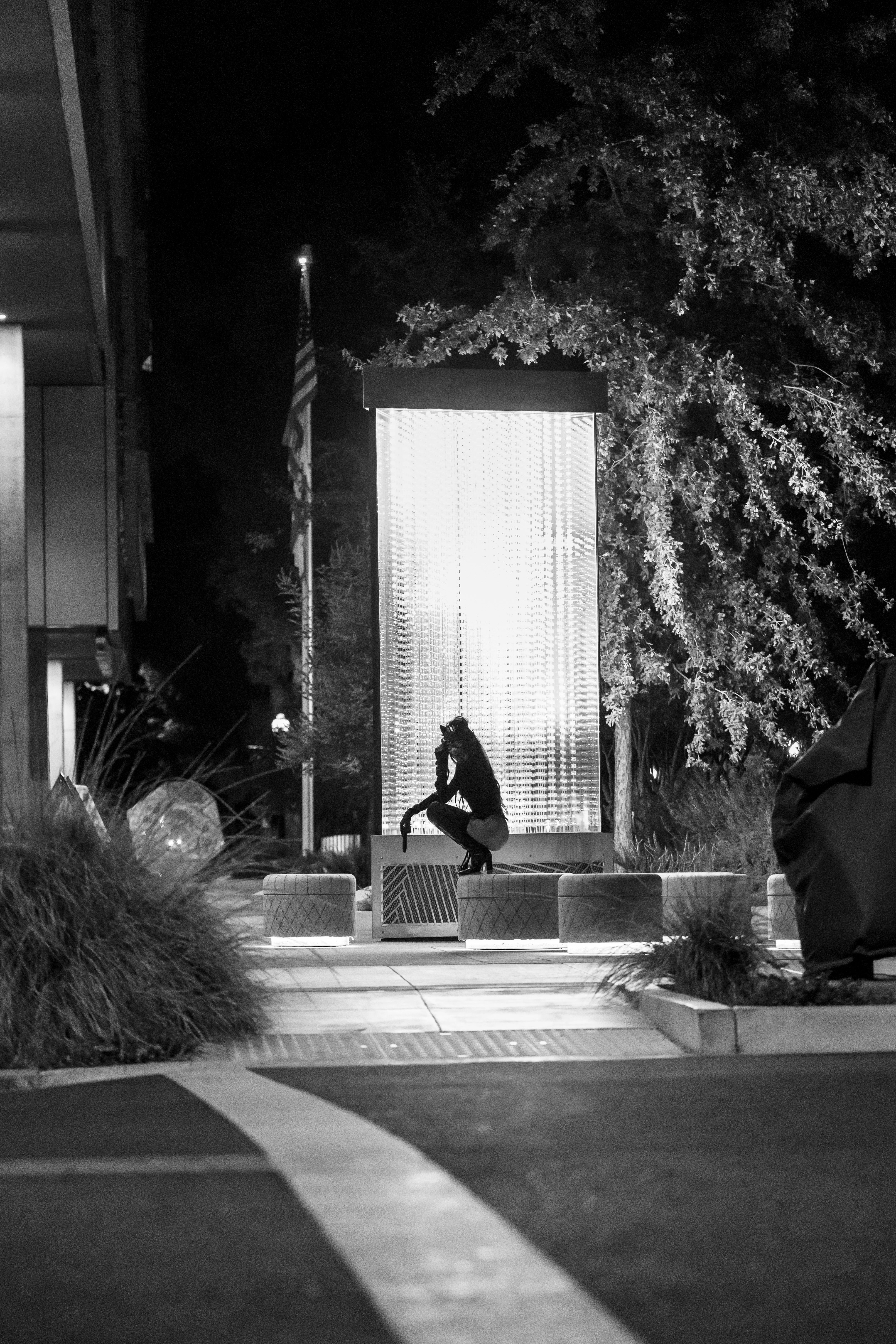 Urban Night Scene with Illuminated Backdrop · Free Stock Photo