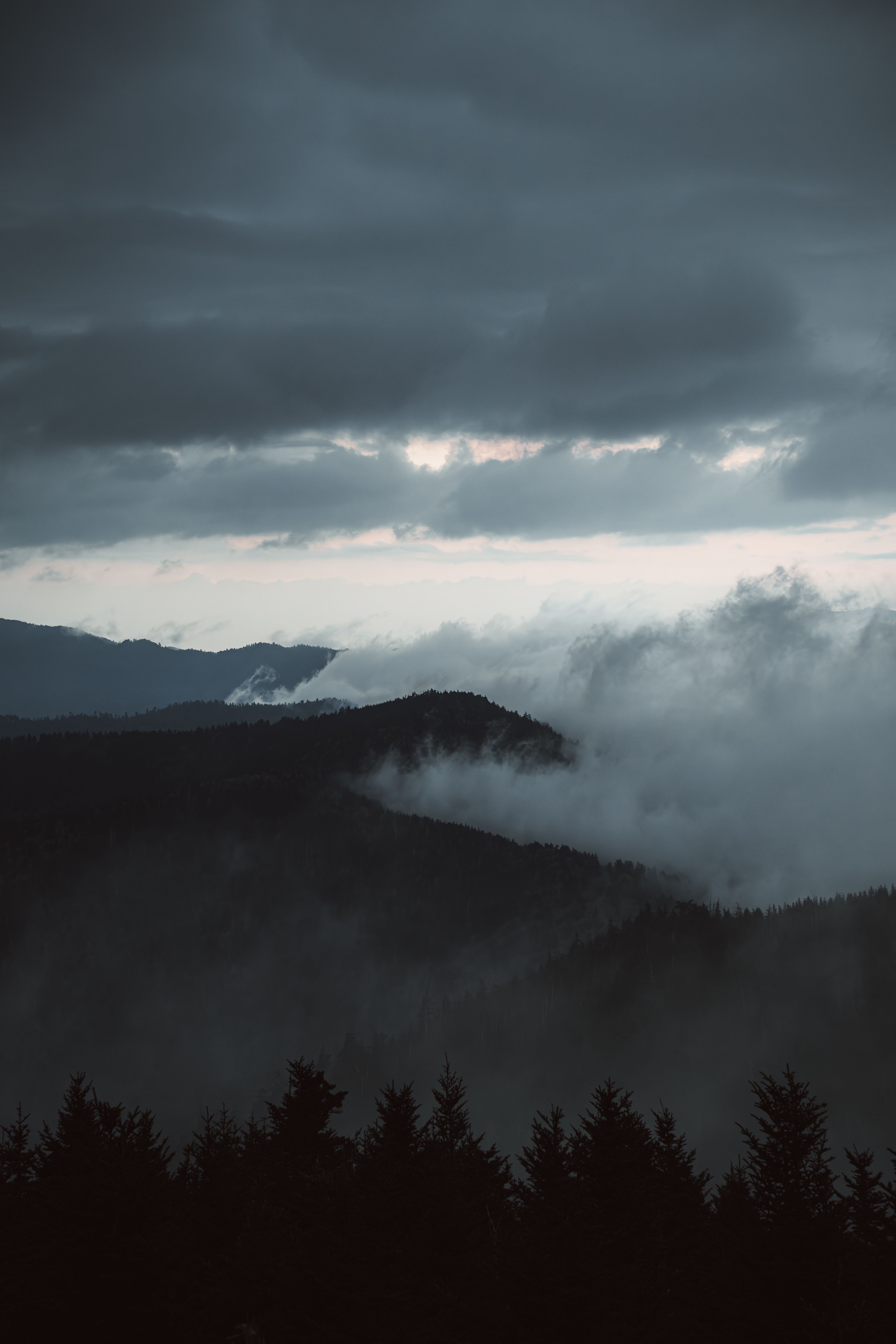 Dramatic Foggy Mountain Landscape at Twilight · Free Stock Photo