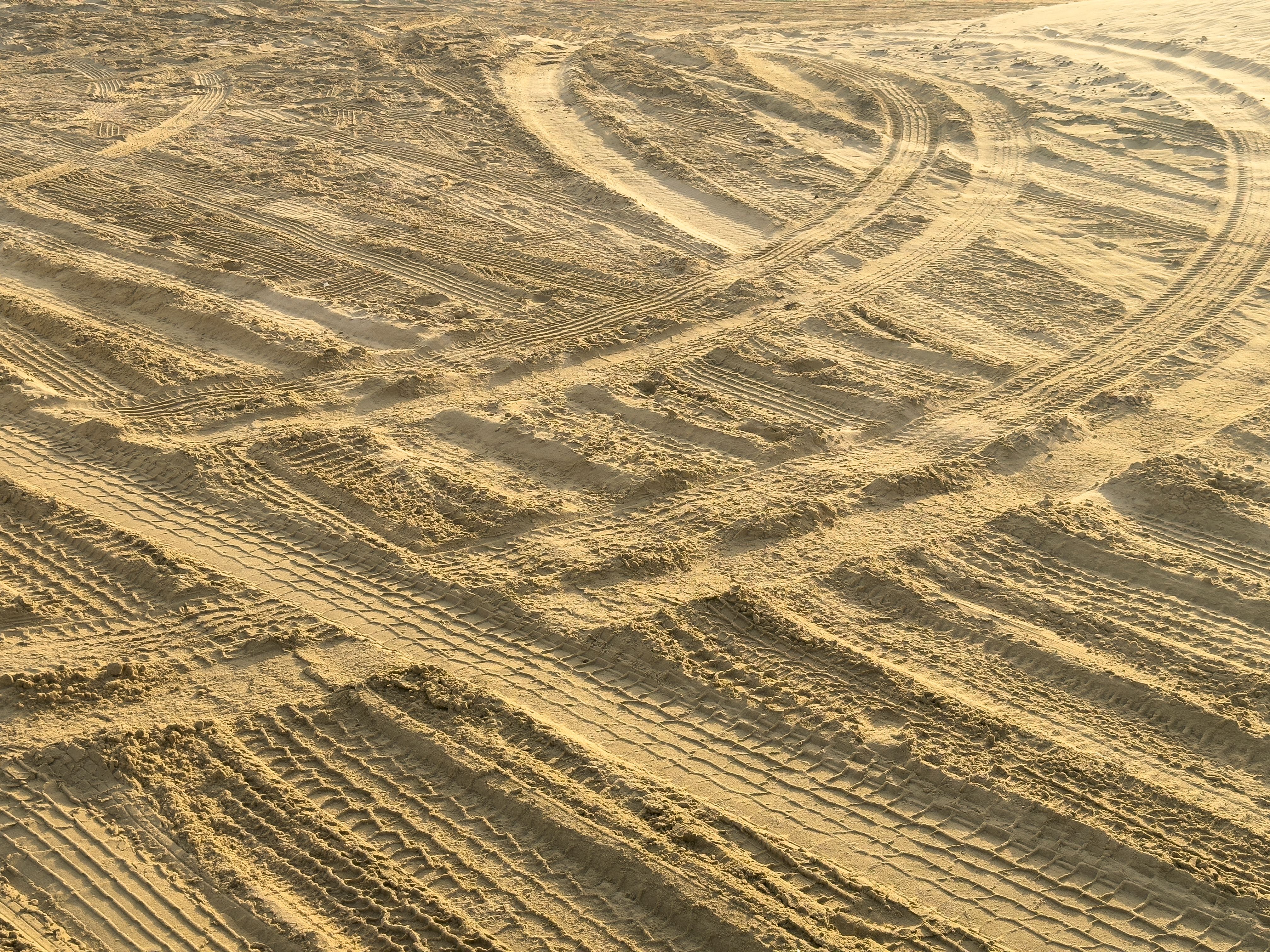 Tire Tracks on Sandy Desert Landscape · Free Stock Photo