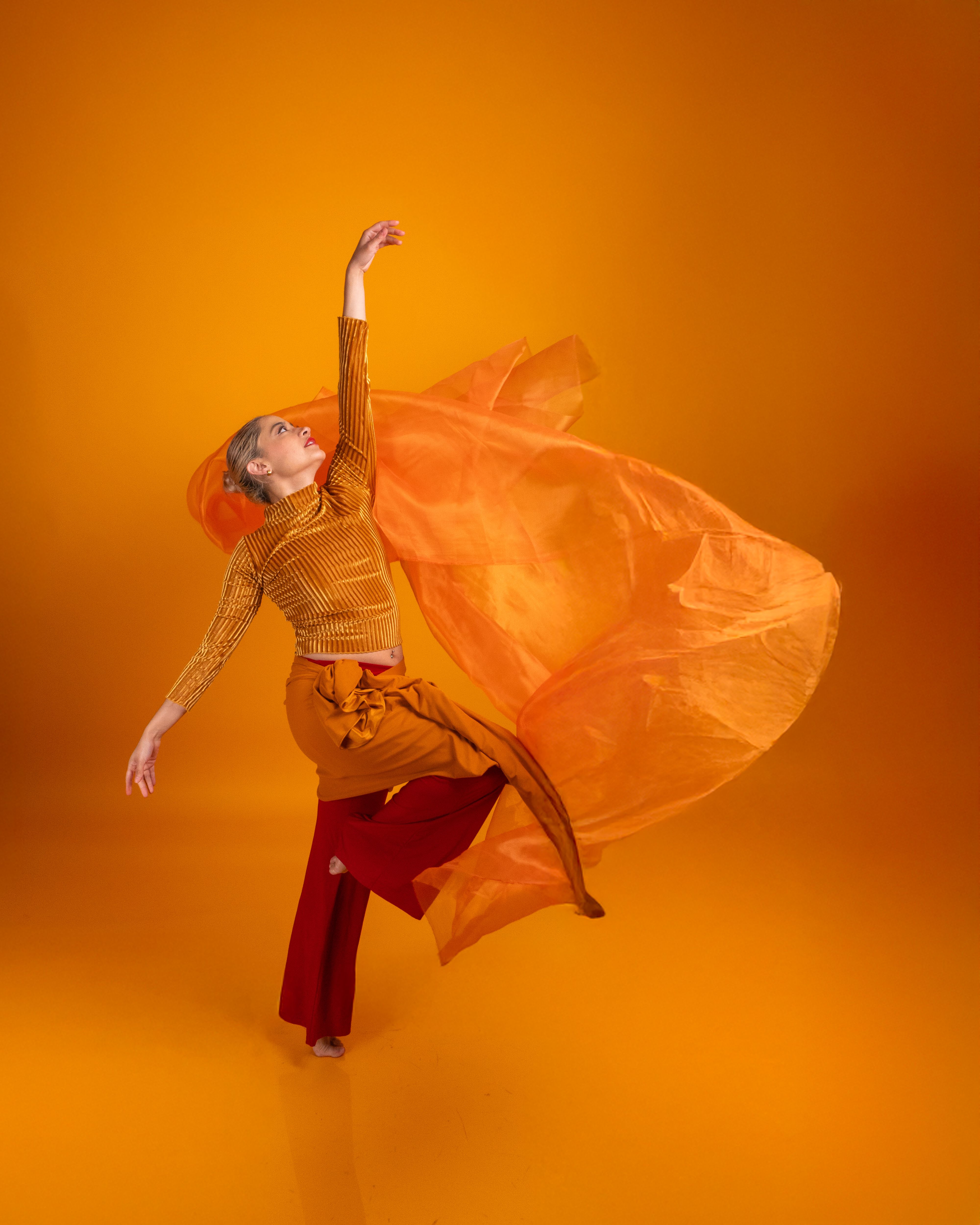 Graceful Contemporary Dance with Orange Fabric · Free Stock Photo
