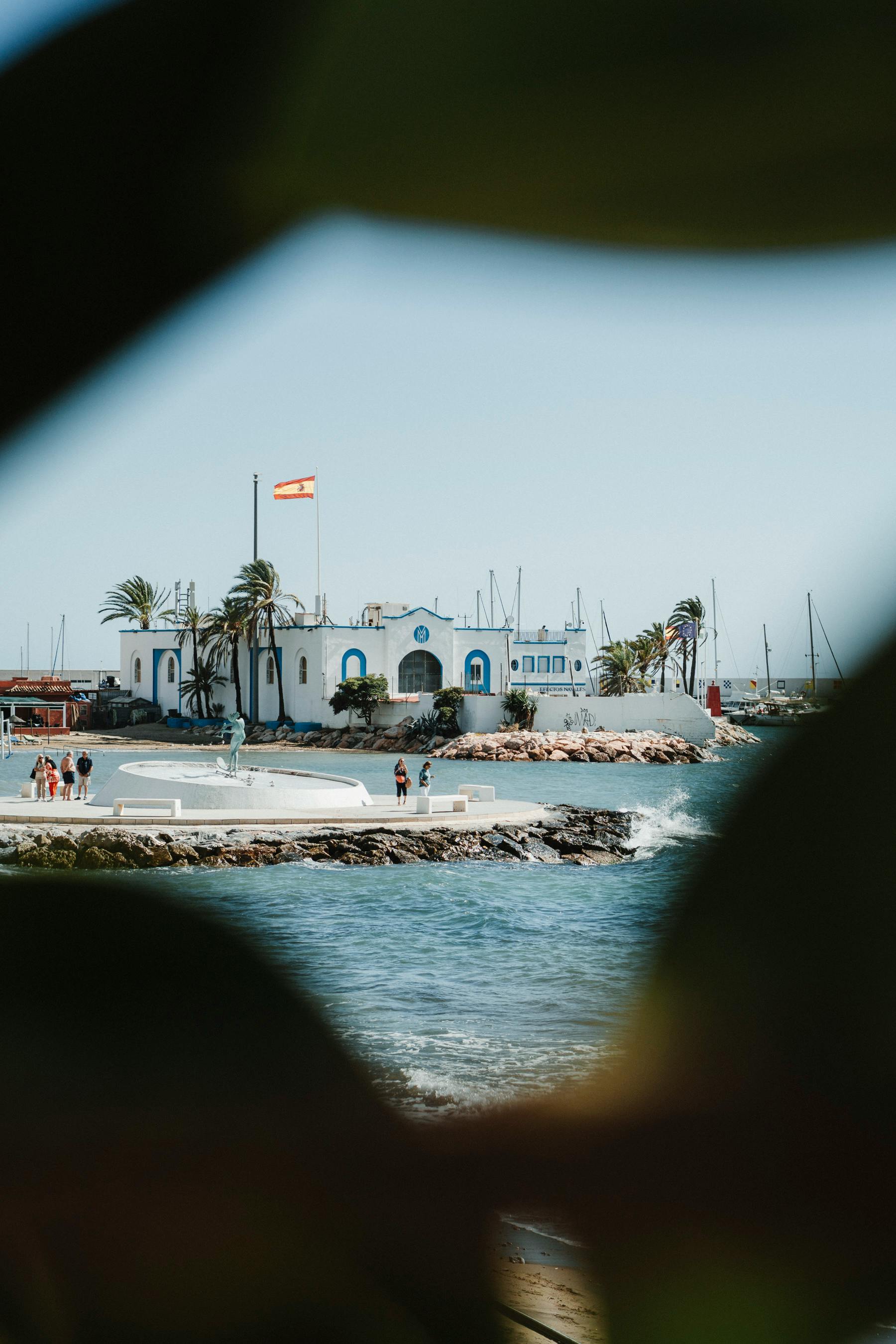 Coastal View of Marbella Marina with Spanish Flag · Free Stock Photo