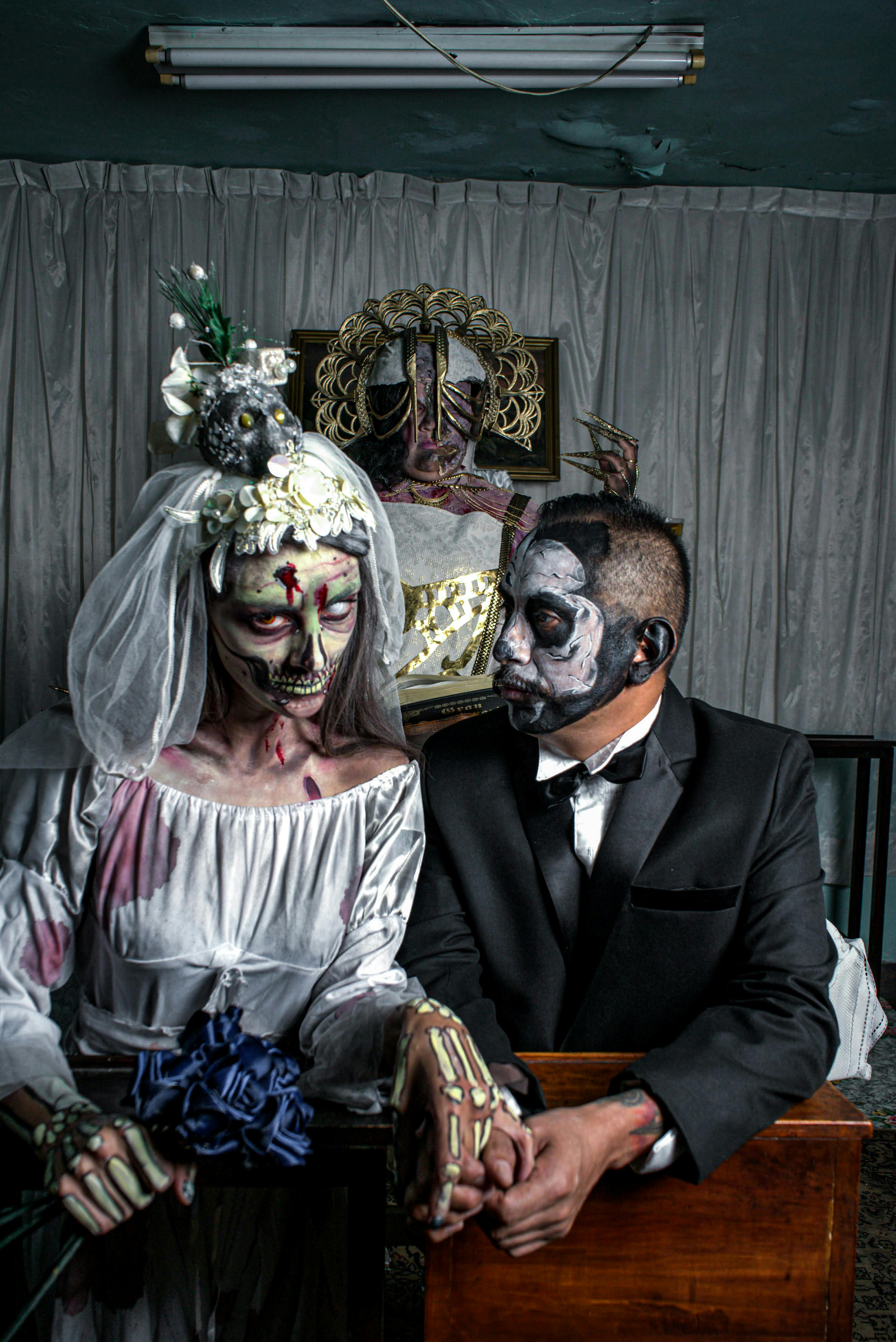 Spooky Zombie Wedding with Skeleton Makeup · Free Stock Photo