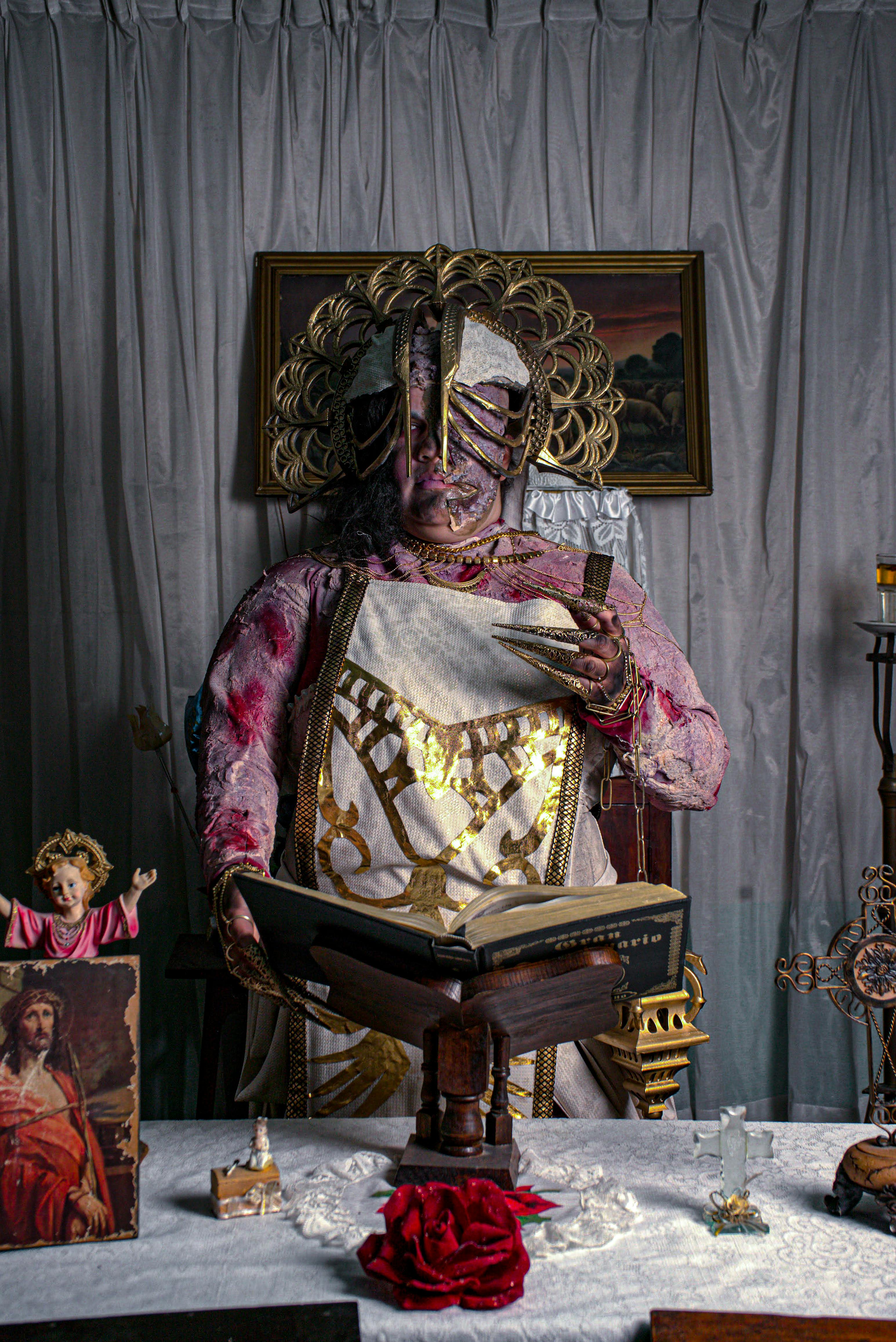 Intriguing Masked Figure in Religious Setting · Free Stock Photo