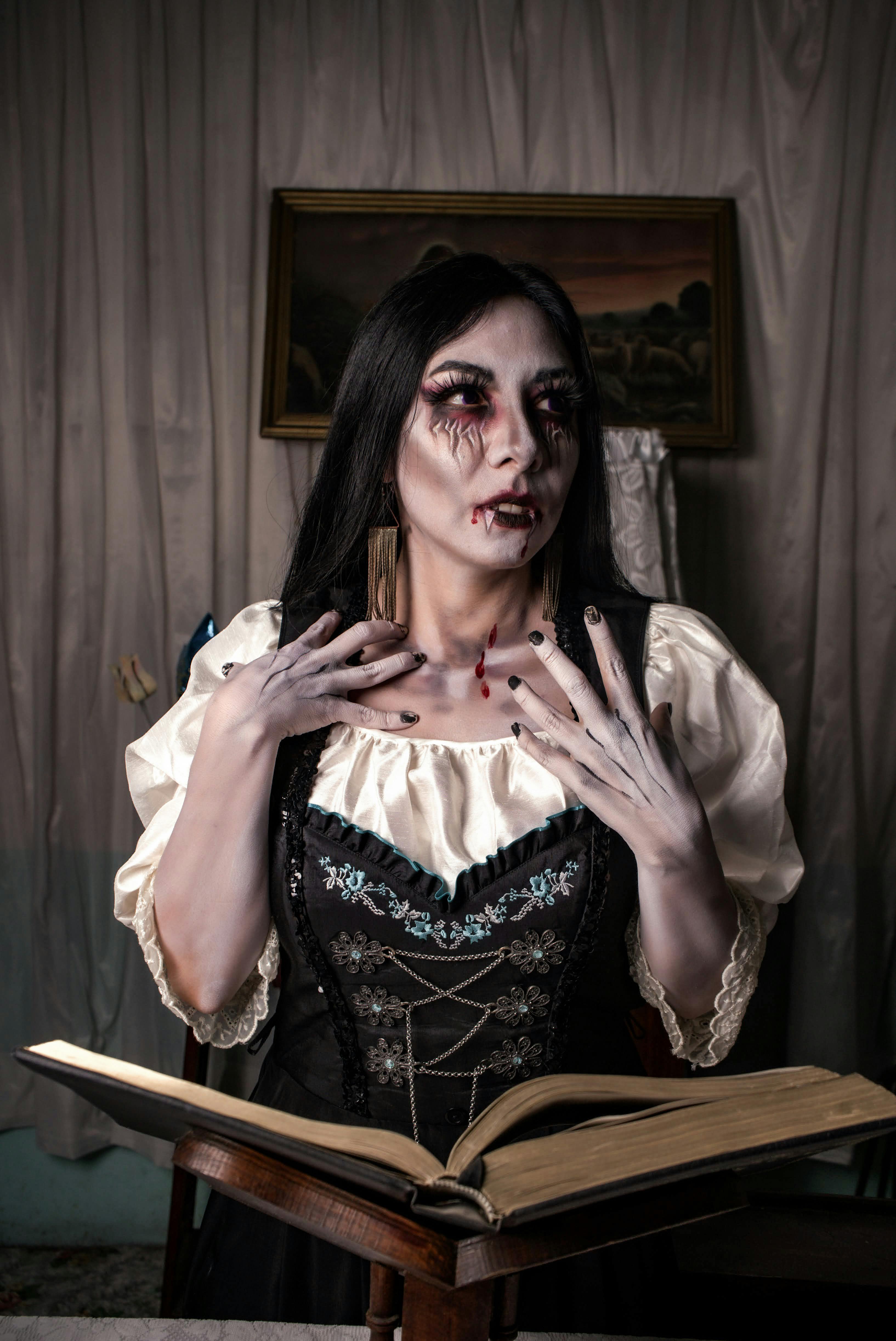 Gothic Vampire Costume Portrait Indoors · Free Stock Photo