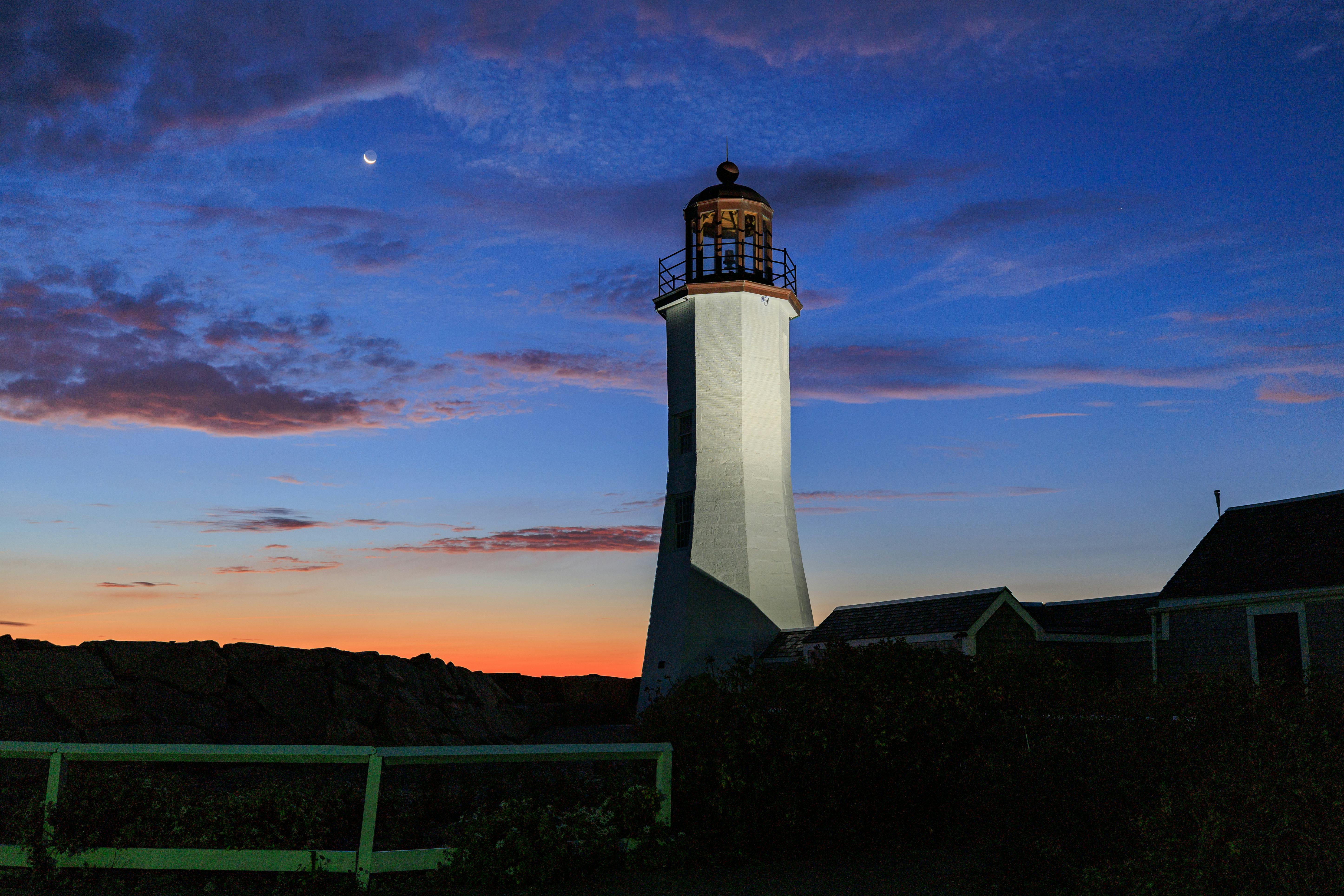 Majestic Lighthouse at Twilight in Scituate · Free Stock Photo