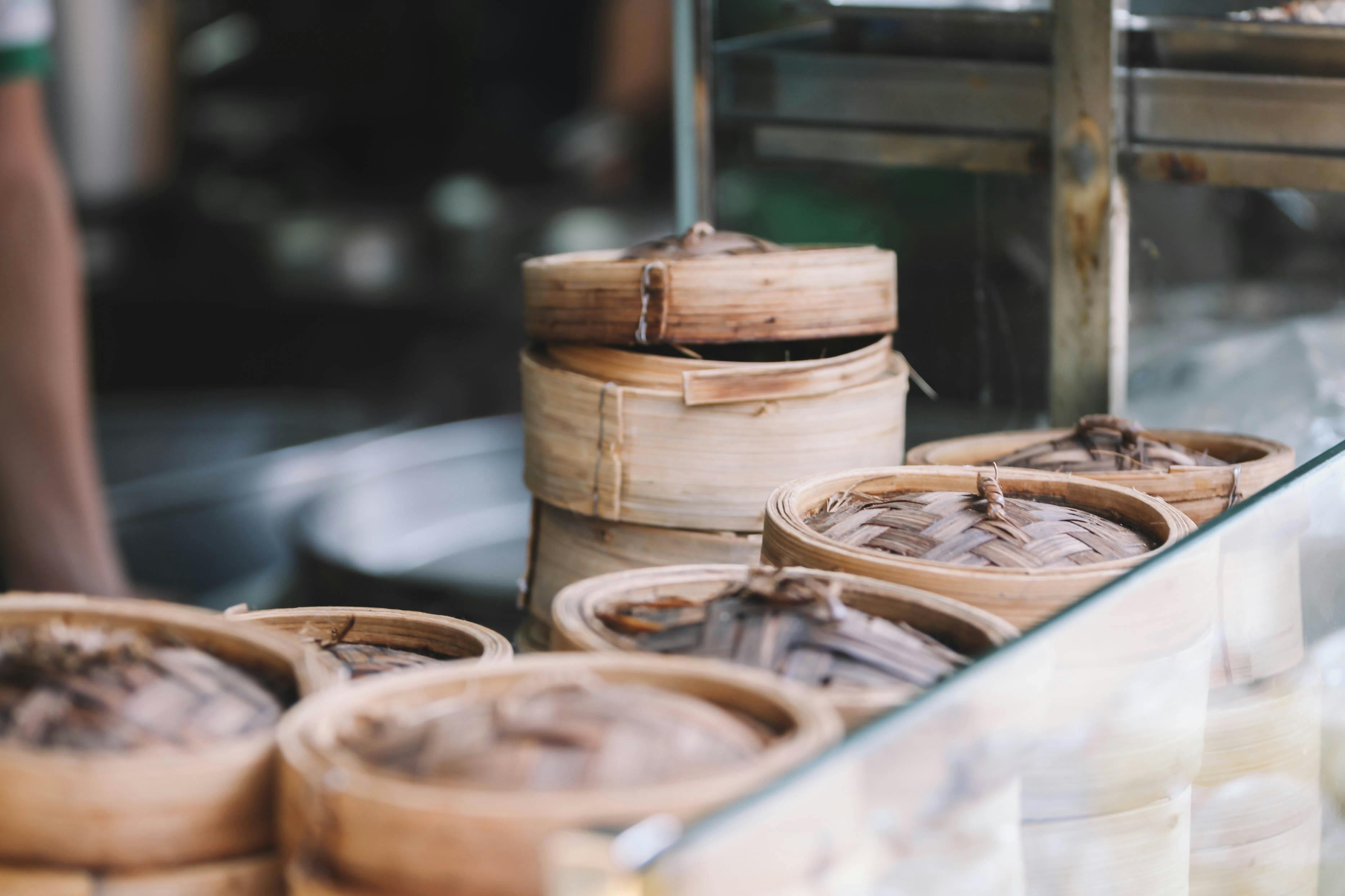 Traditional Bamboo Steamers at Bangkok Market · Free Stock Photo