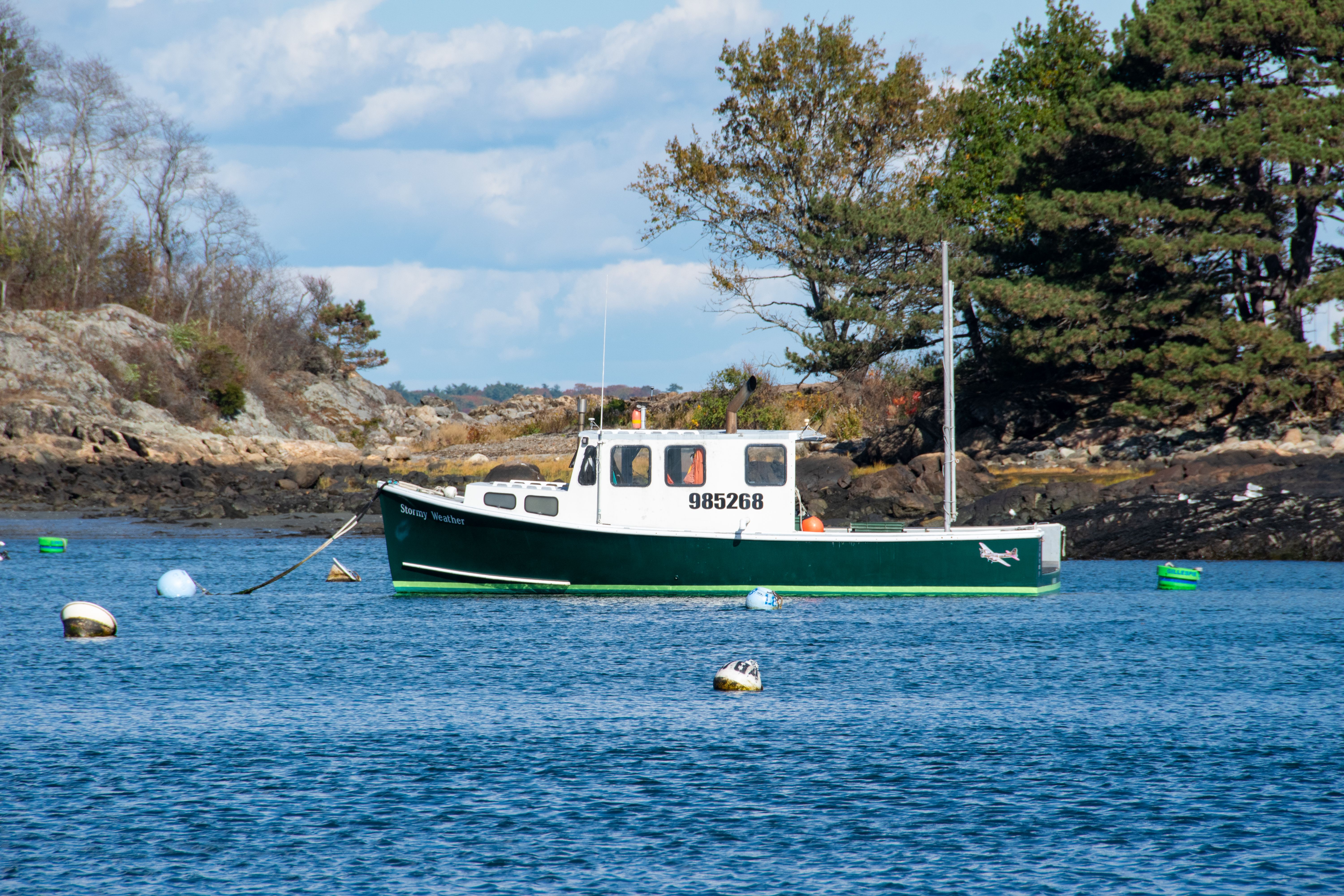 Green Fishing Boat Moored in Marblehead Harbor · Free Stock Photo