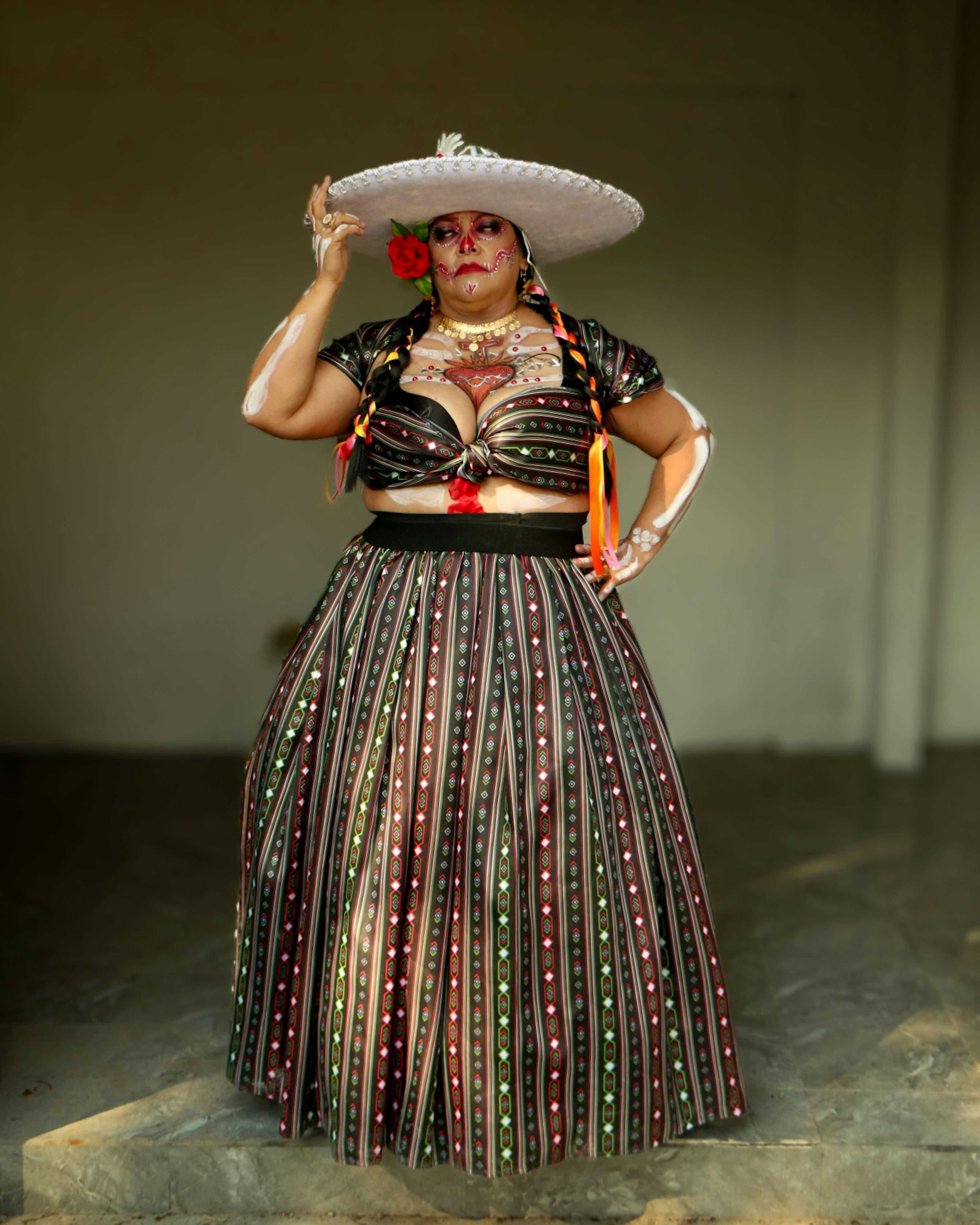 Vibrant Traditional Mexican Dress and Makeup · Free Stock Photo
