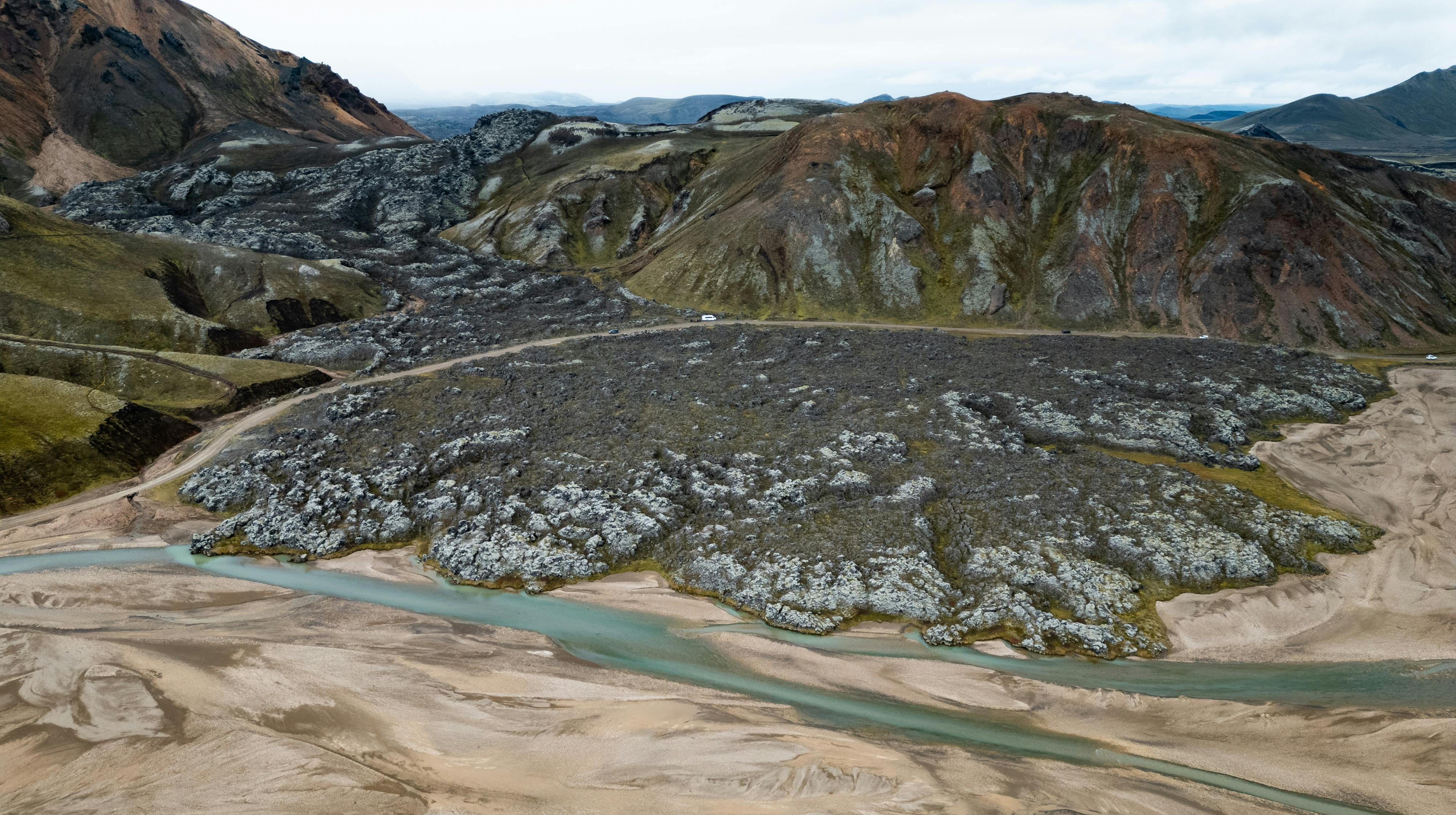 Aerial View of Rugged Icelandic Terrain · Free Stock Photo