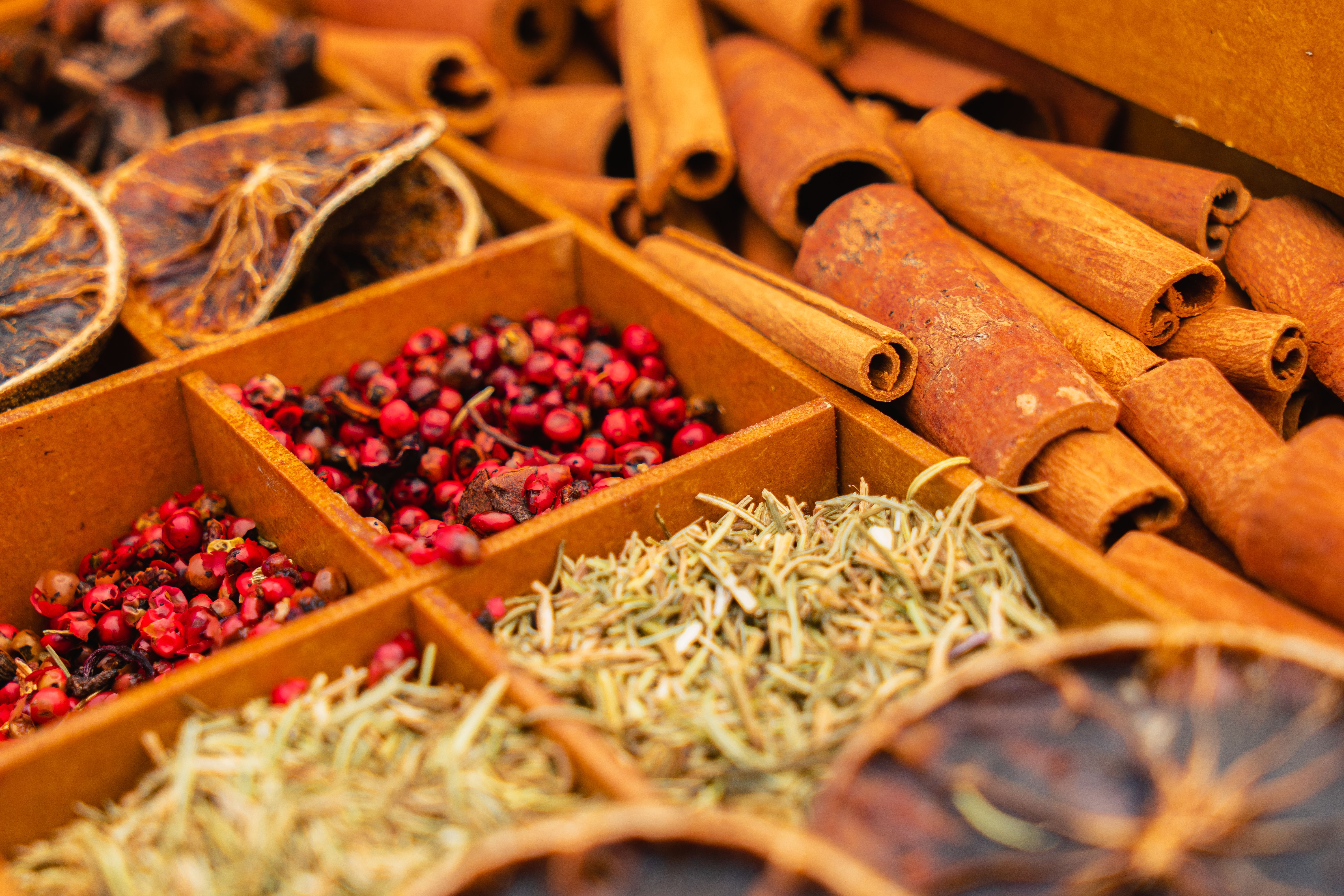 Vibrant Spice Assortment in Box · Free Stock Photo