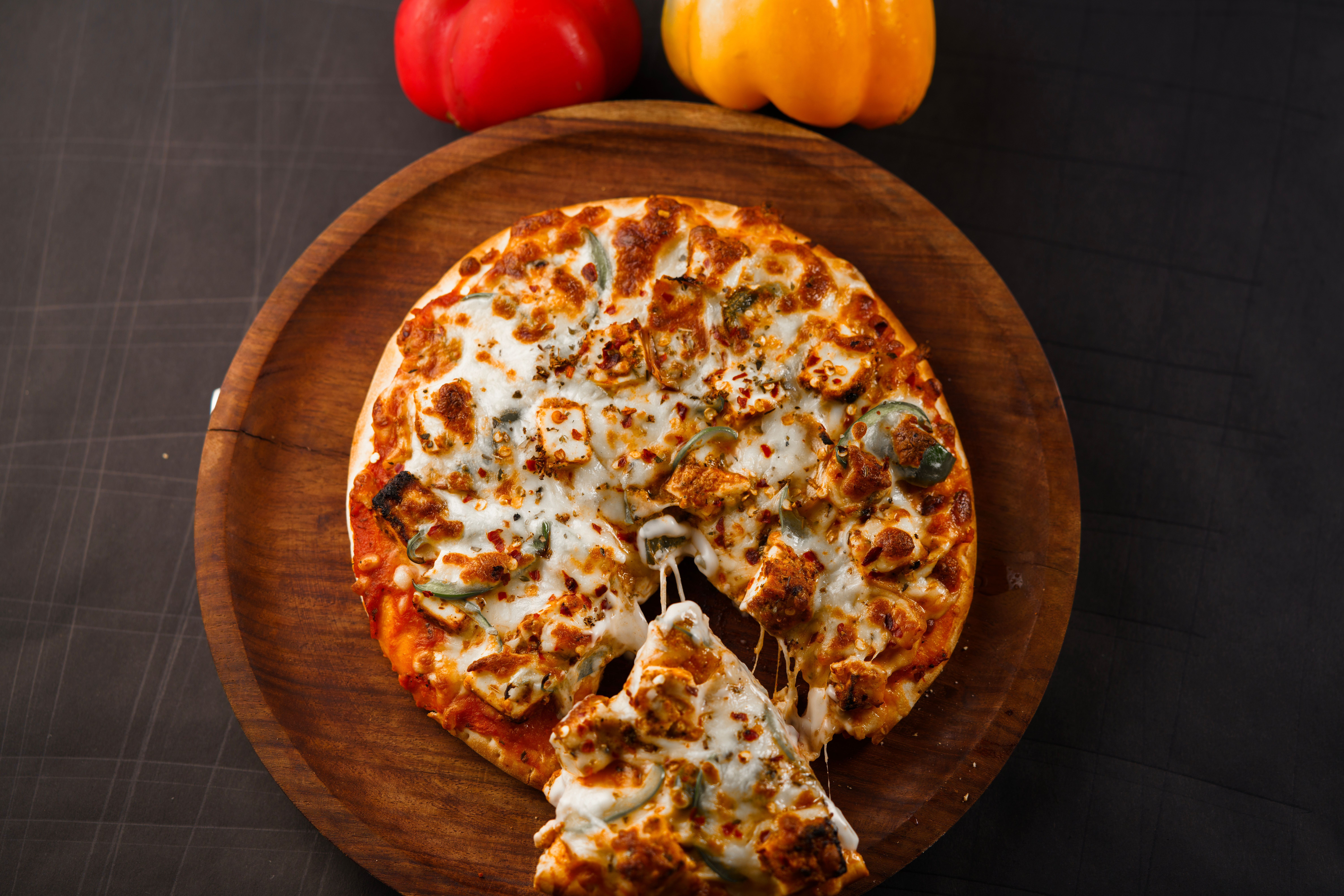 Delicious Cheese Pizza with Colorful Peppers · Free Stock Photo