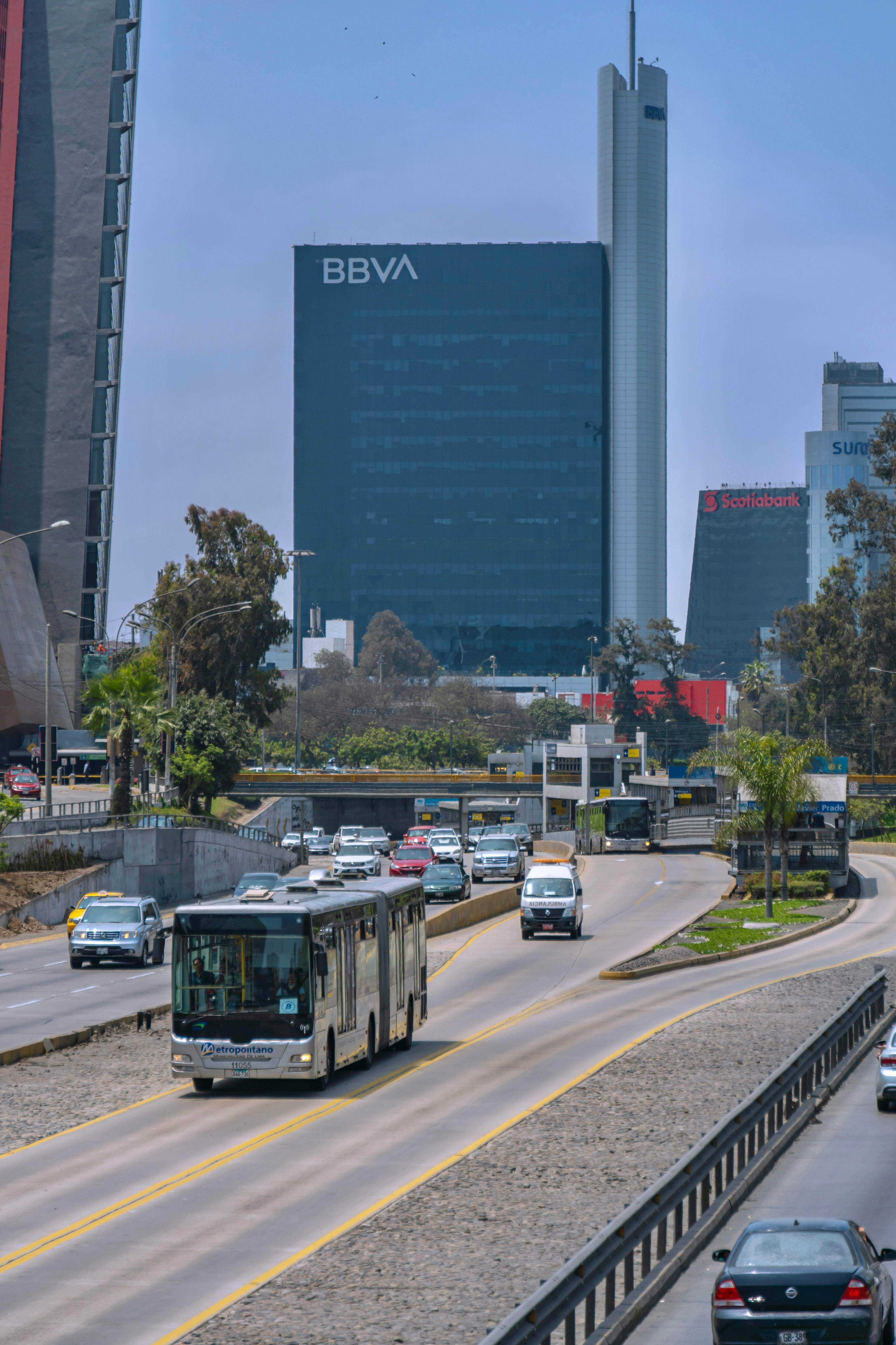City Traffic in Lima with BBVA Building · Free Stock Photo