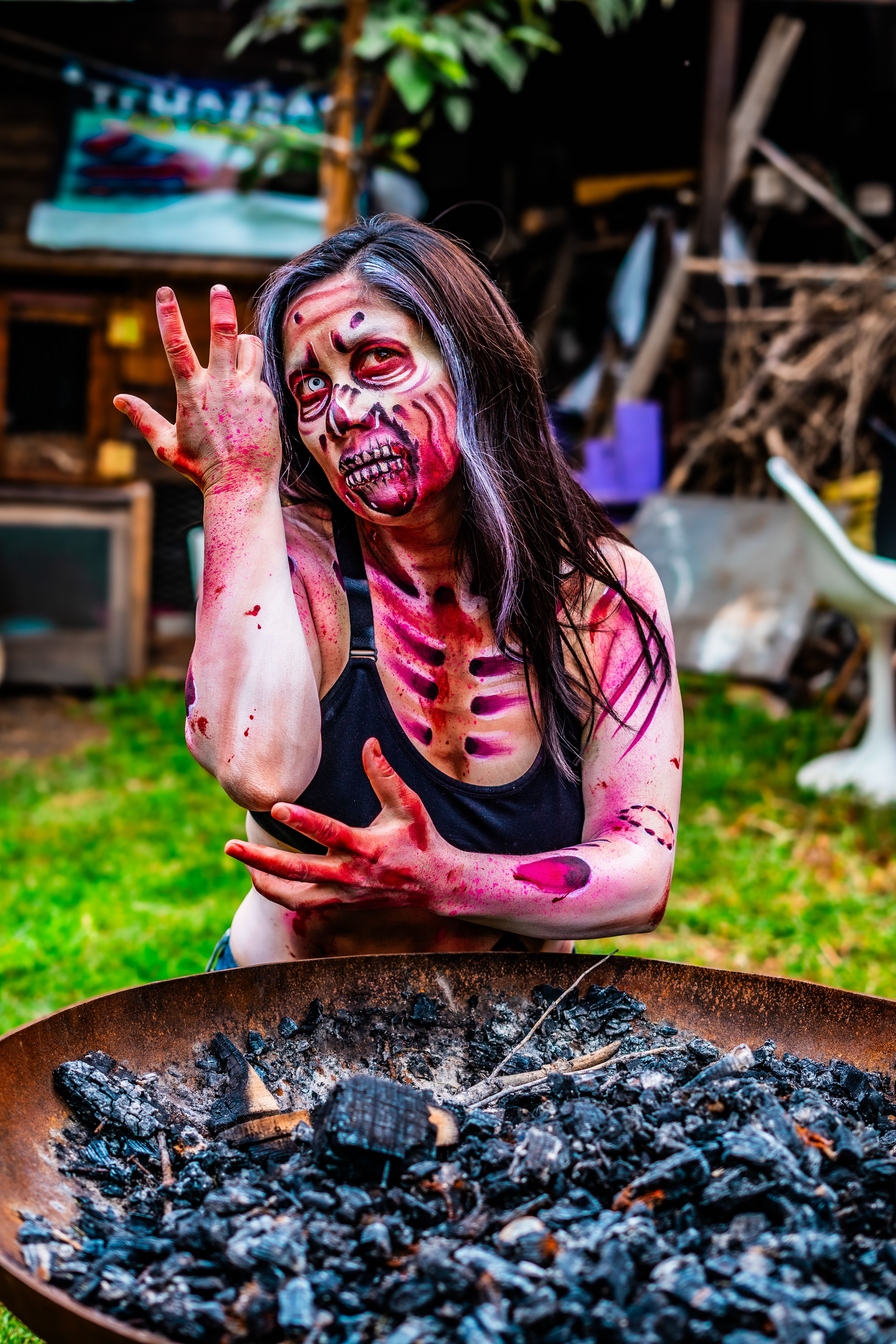 Scary Zombie Woman in Outdoor Setting · Free Stock Photo