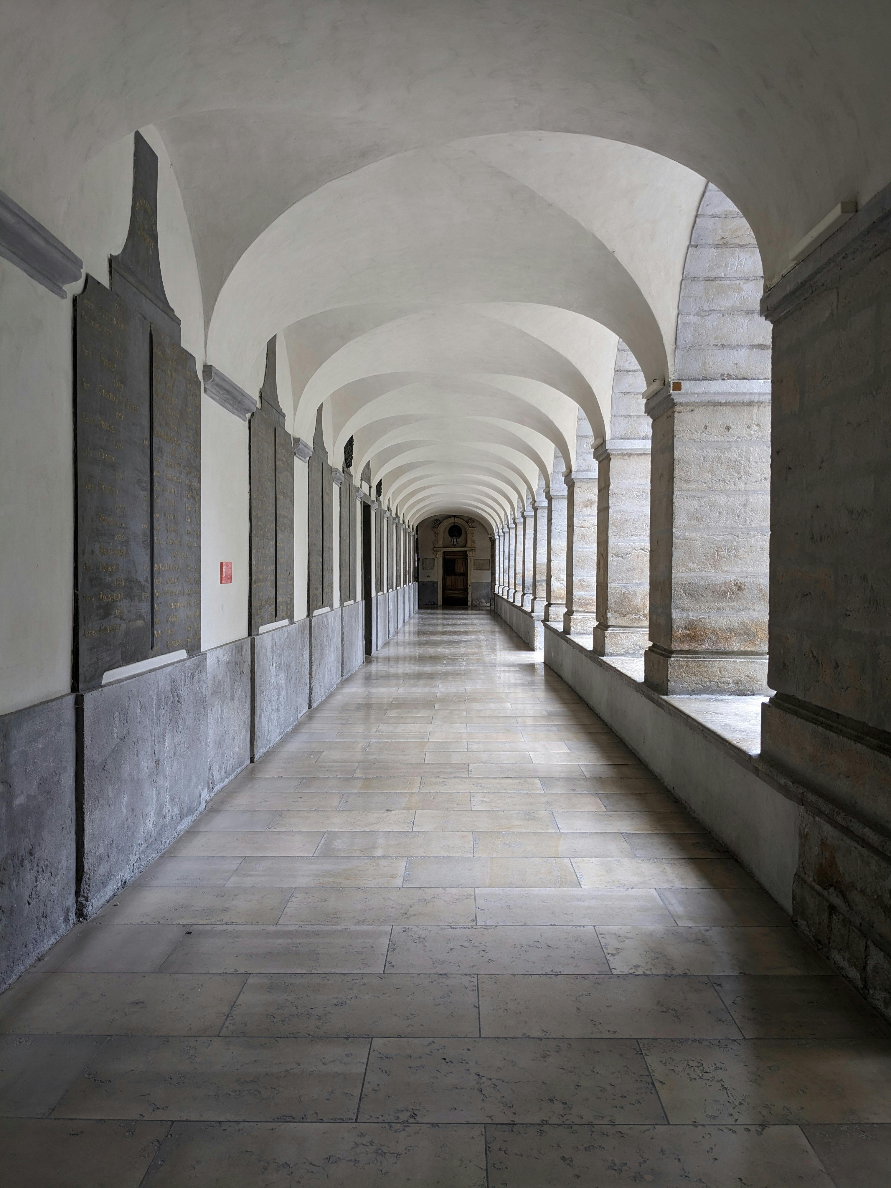 Elegant Corridor with Vaulted Ceiling in Lyon, France · Free Stock Photo