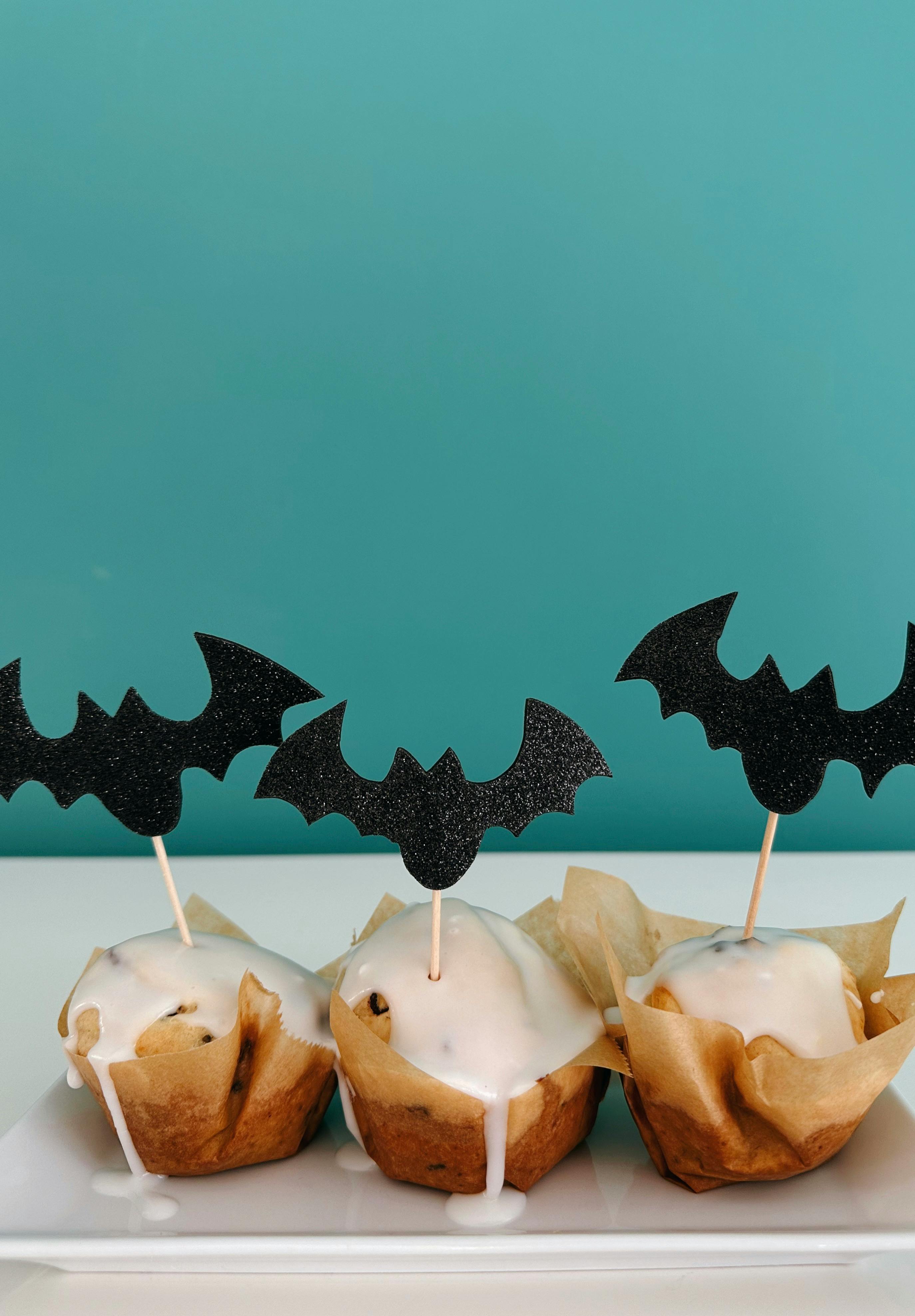 Halloween Themed Cupcakes with Bat Toppers · Free Stock Photo