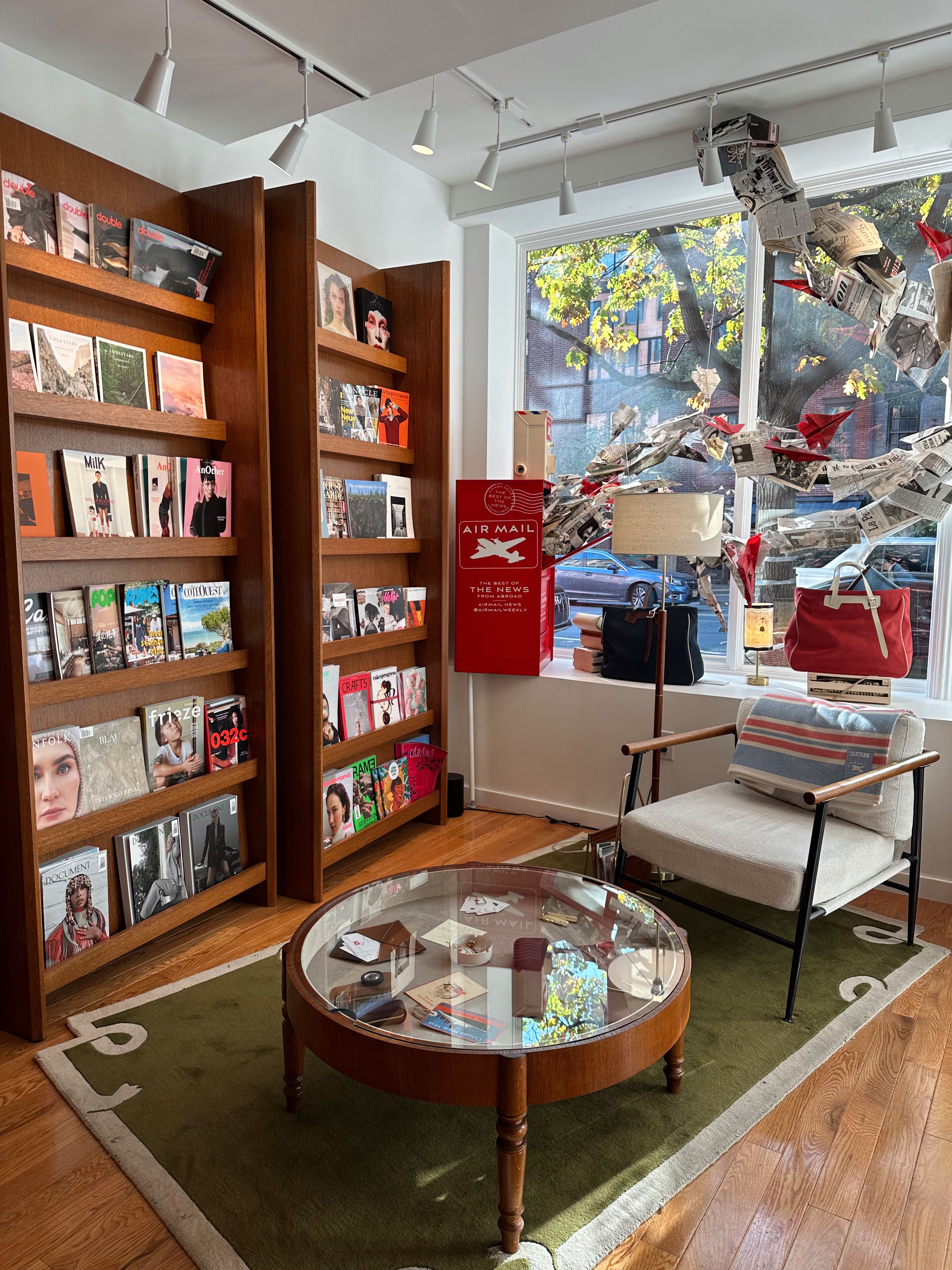 Cozy Modern Bookstore Interior With Magazines Free Stock Photo