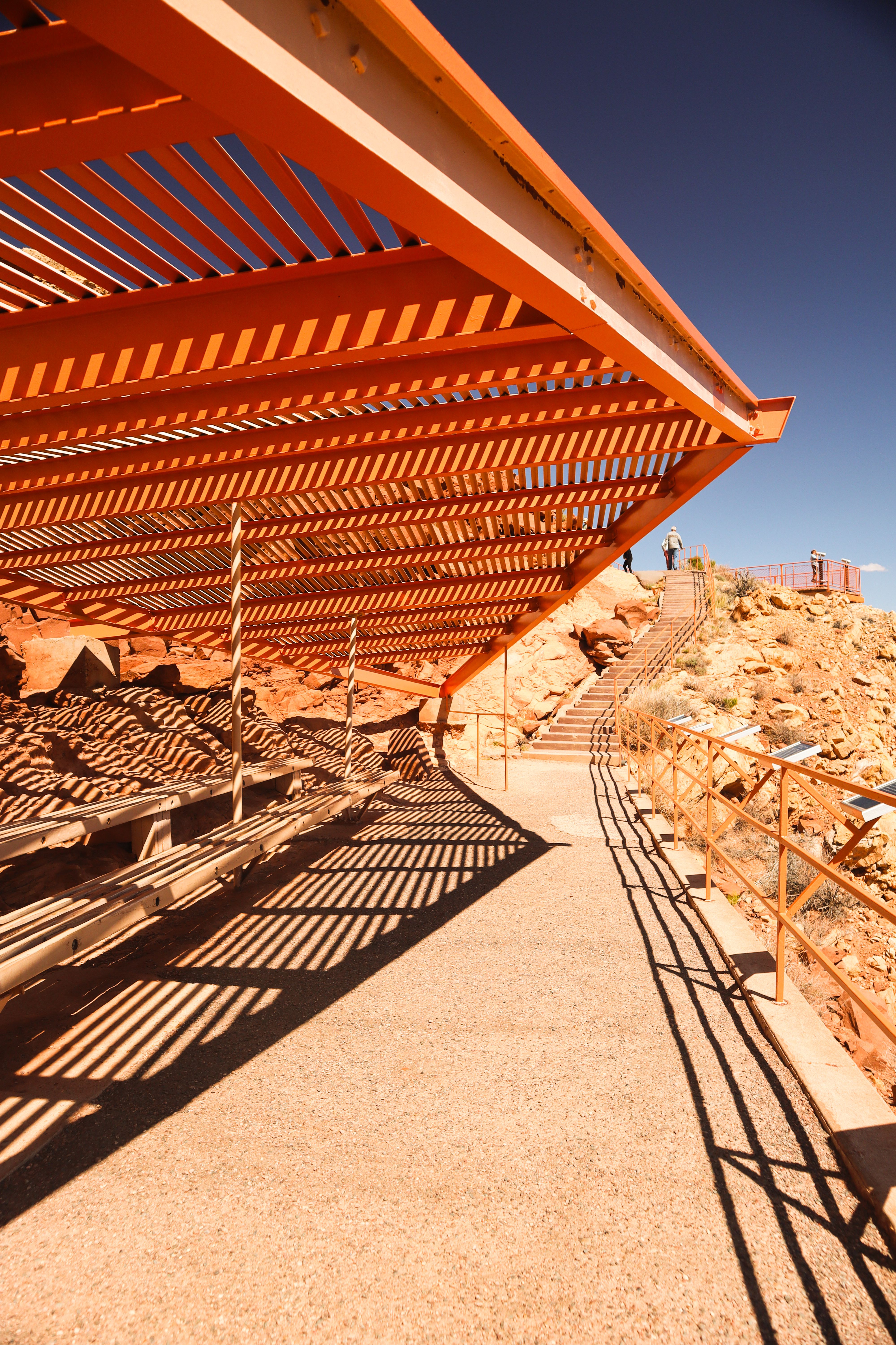 Modern Orange Walkway with Architectural Shadows · Free Stock Photo