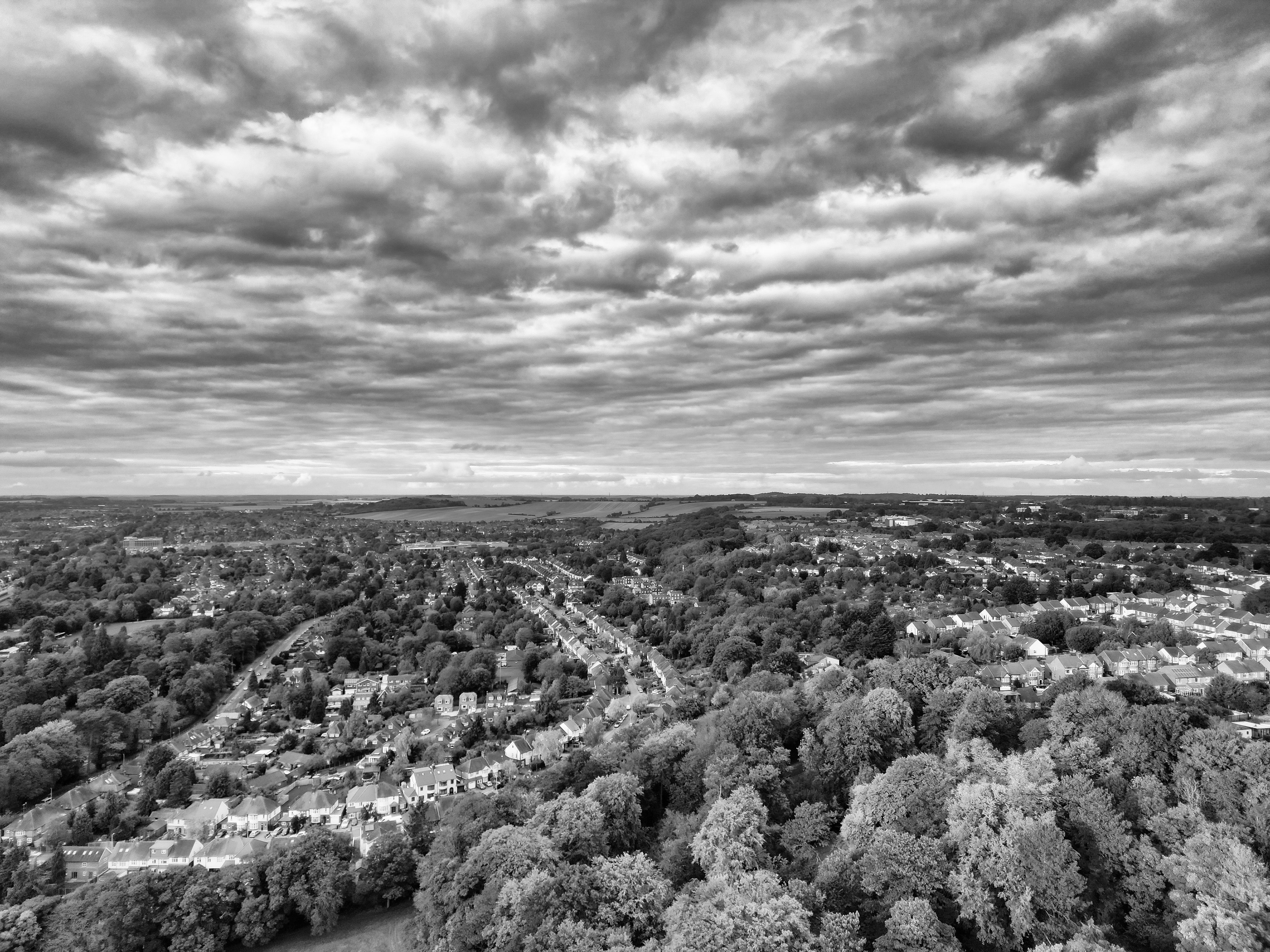 Dramatic Black and White Aerial View of English Countryside · Free ...