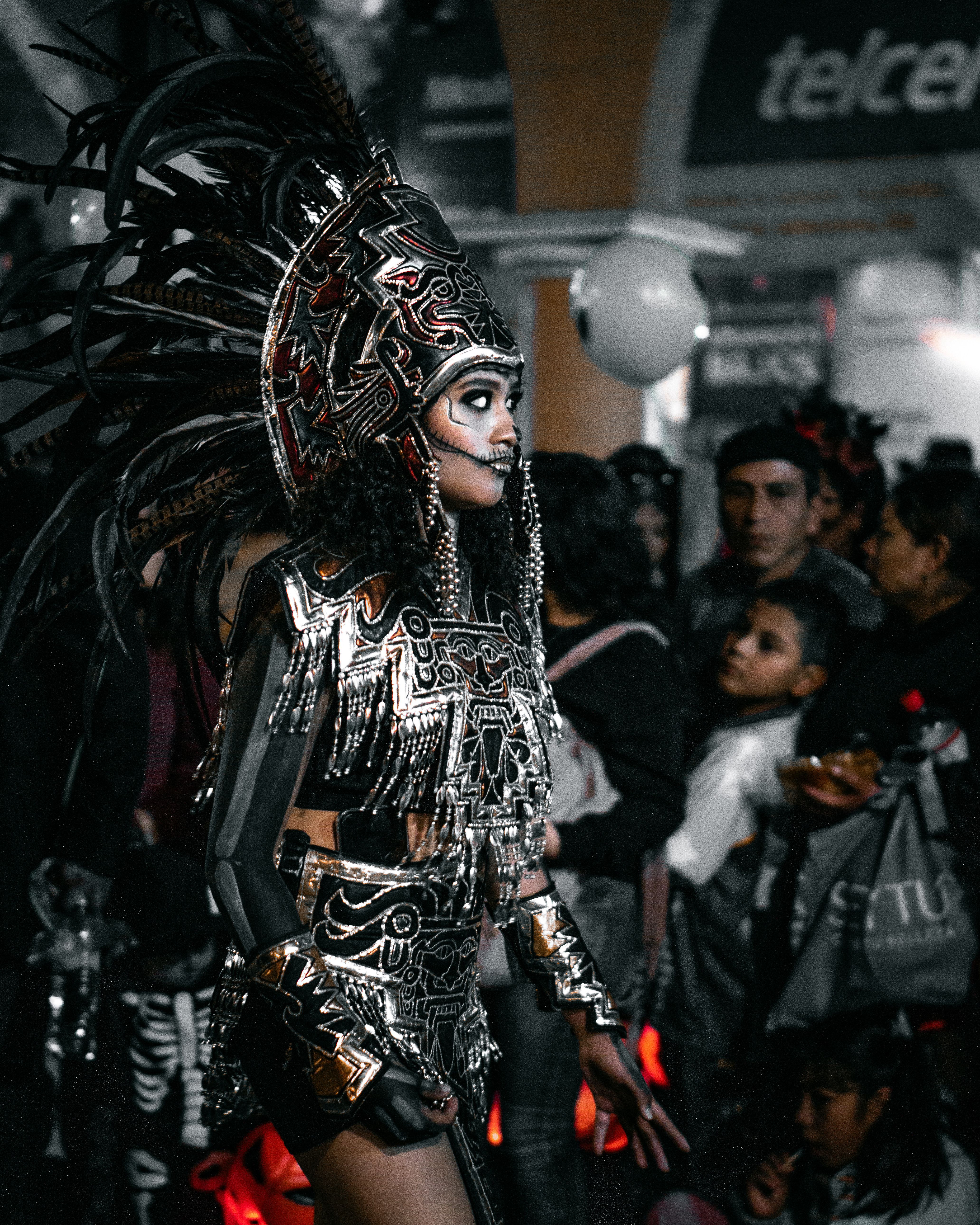 Colorful Aztec Warrior in Elaborate Costume · Free Stock Photo