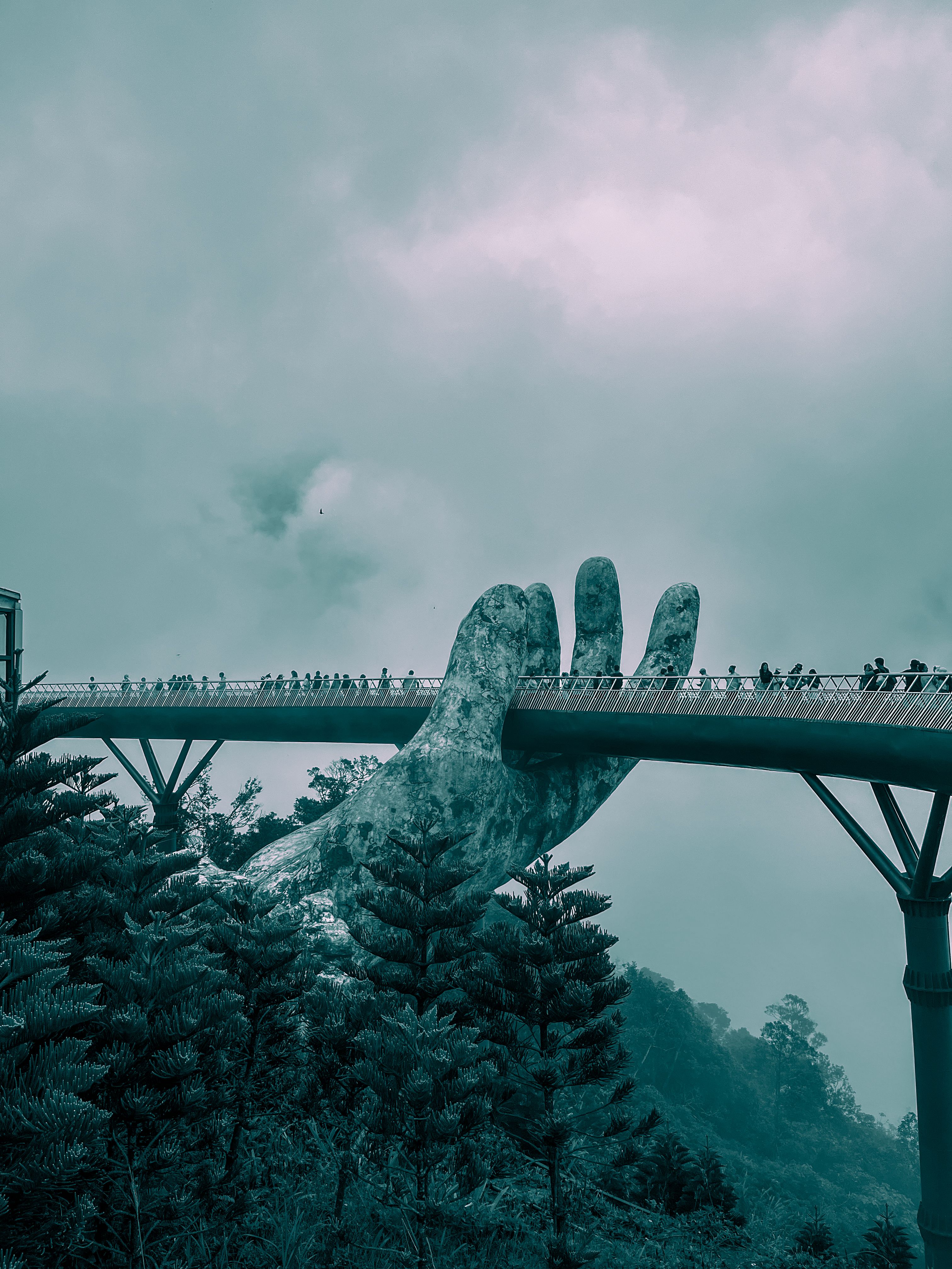 Golden Bridge in Vietnam Held by Giant Hand Structure · Free Stock Photo