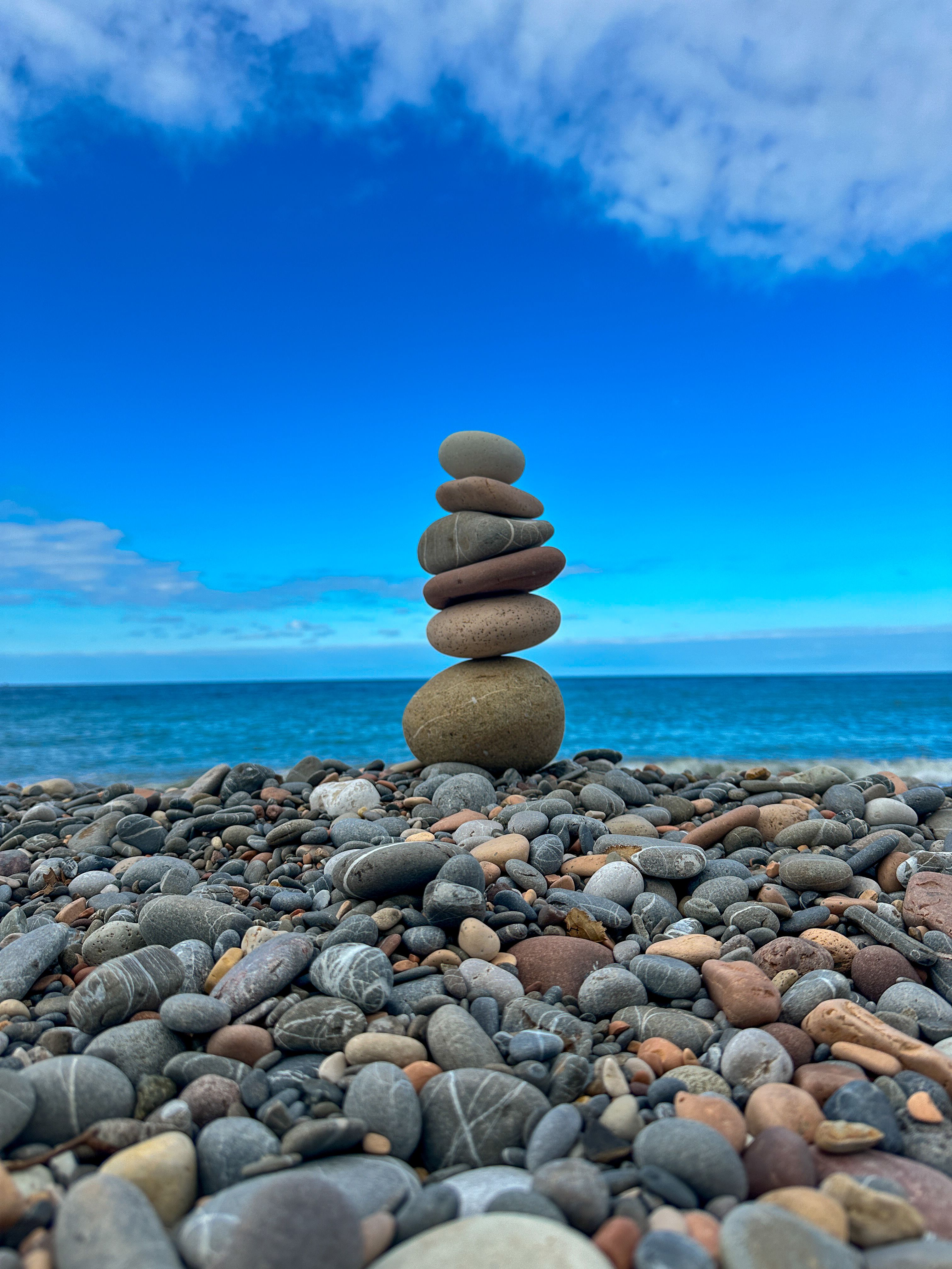 Balanced Pebble Stack on Cide Beach, Türkiye · Free Stock Photo