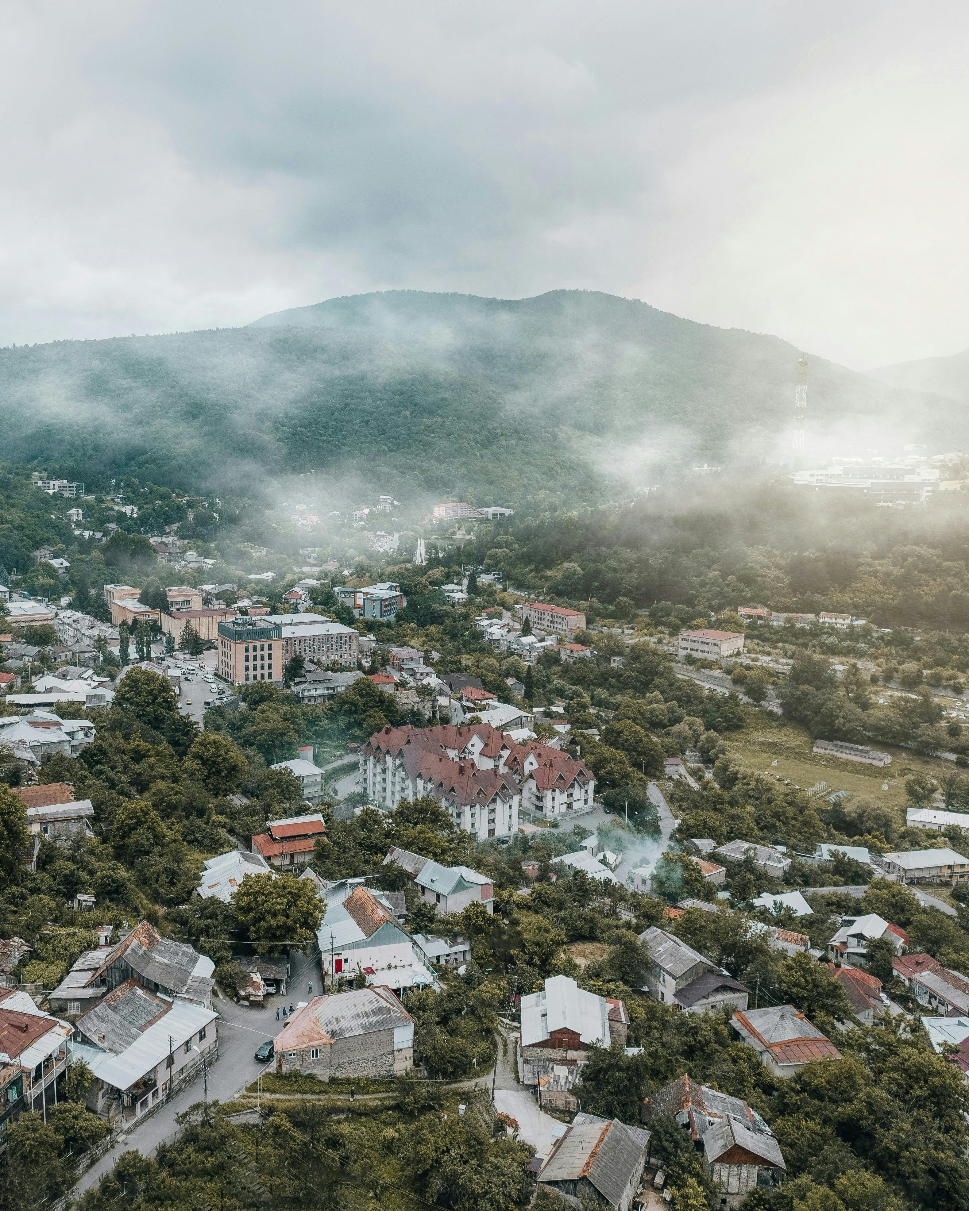 Aerial View of Dilijan Armenia's Misty Landscape · Free Stock Photo