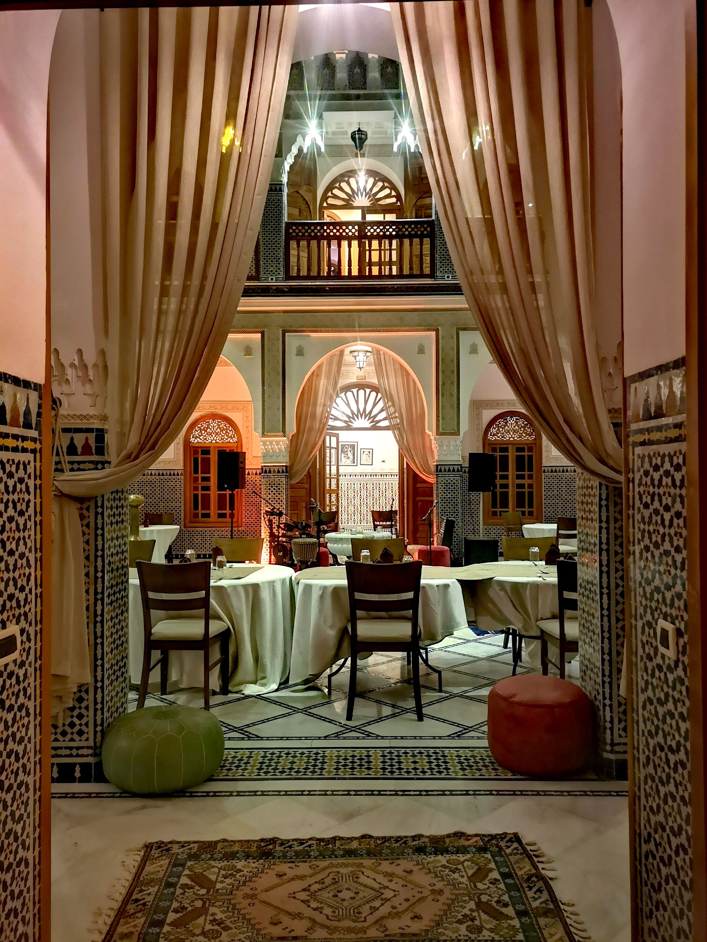 Elegant Moroccan Interior at Night in Marrakech · Free Stock Photo