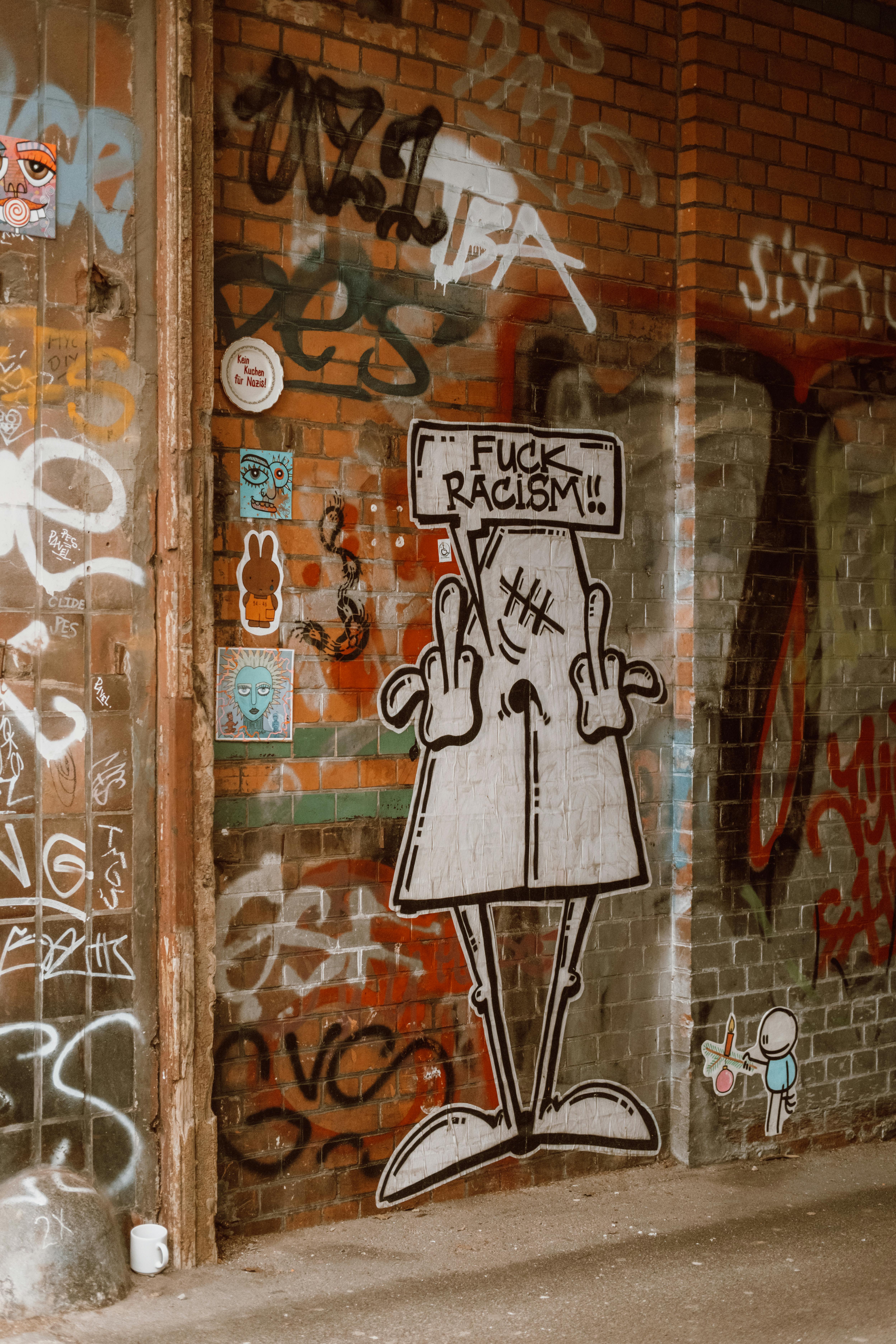 Colorful Street Art Against Racism in Hamburg · Free Stock Photo