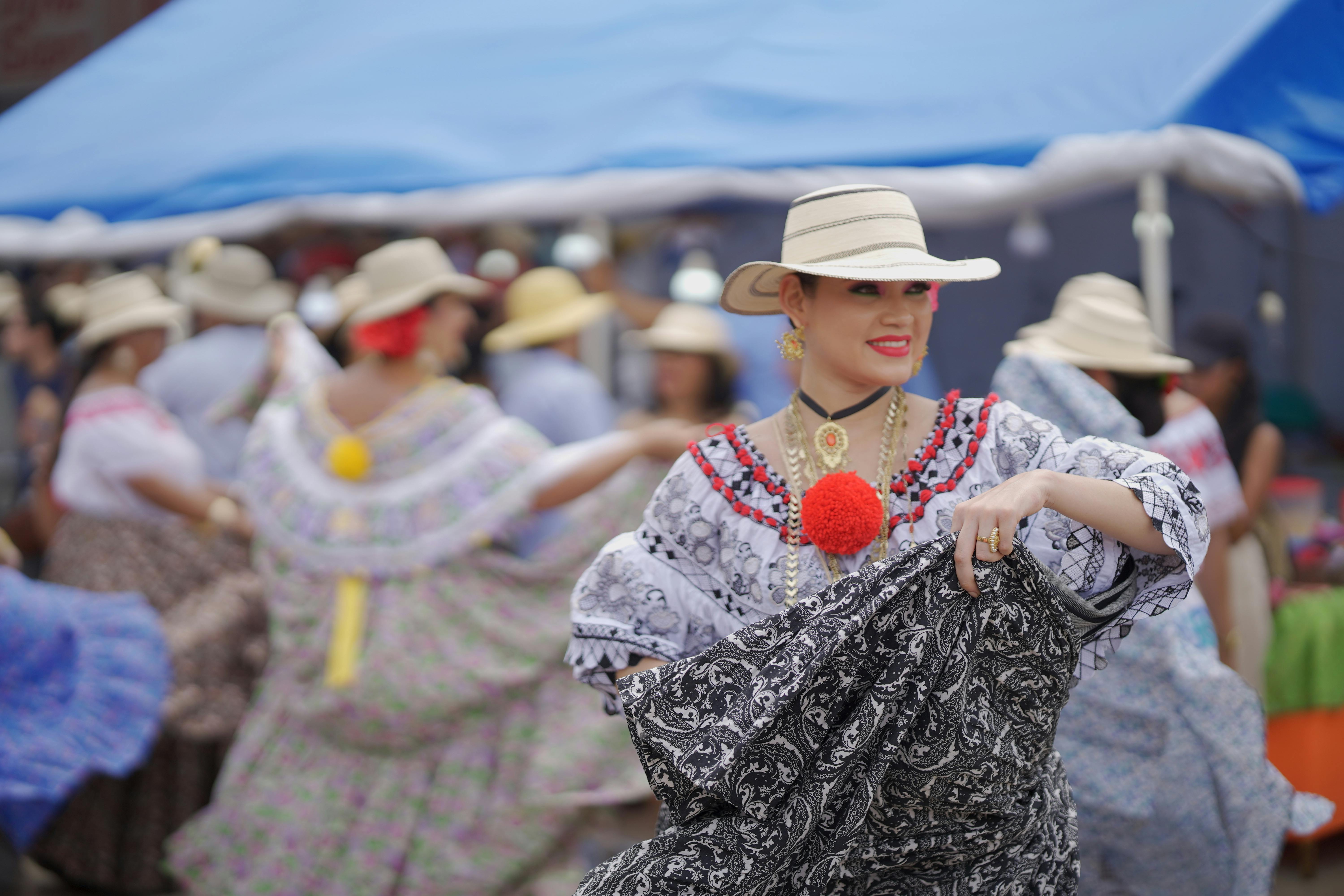 Traditional Panamanian Dance in Colorful Polleras · Free Stock Photo
