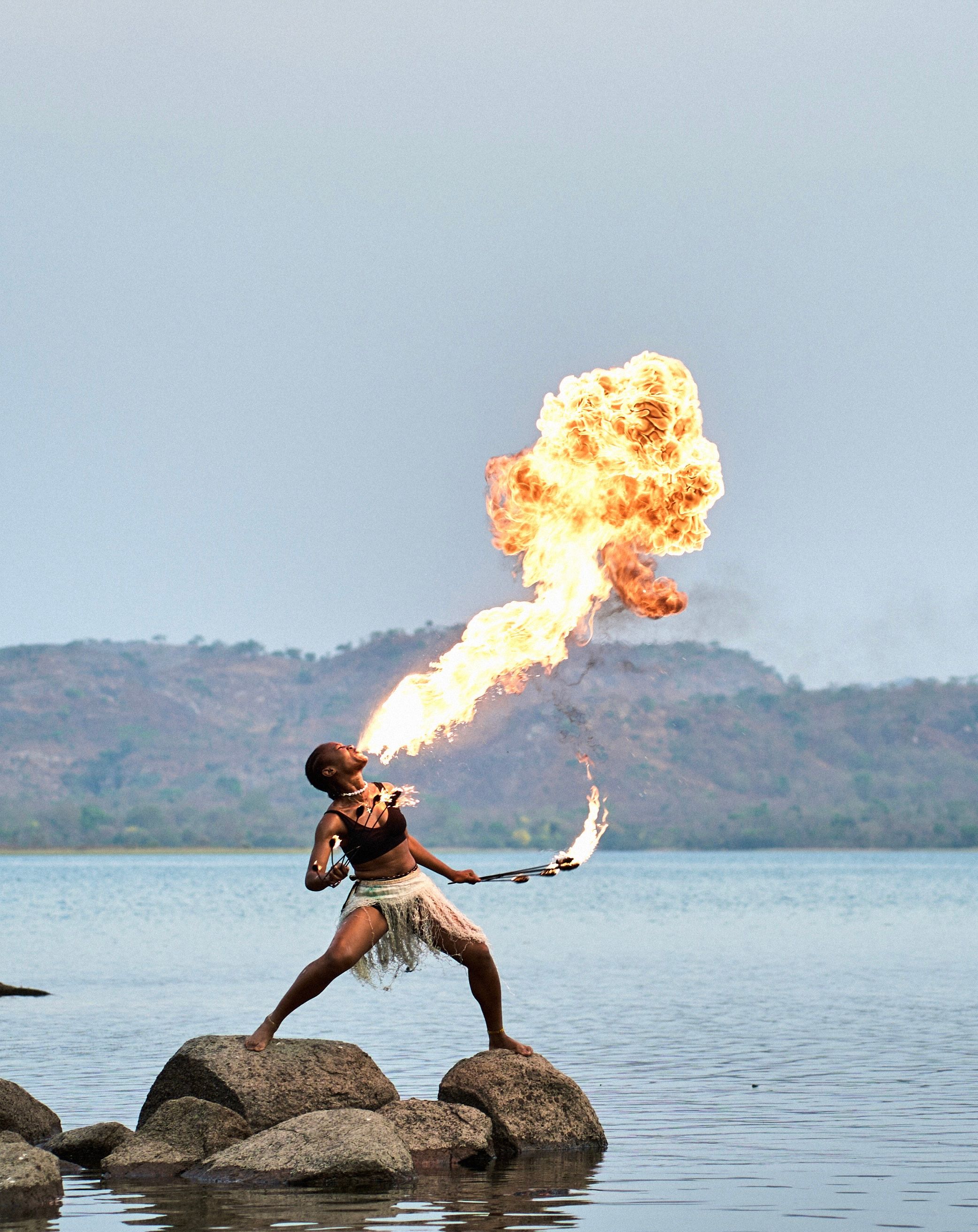 Dramatic Fire Performer by Riverside · Free Stock Photo