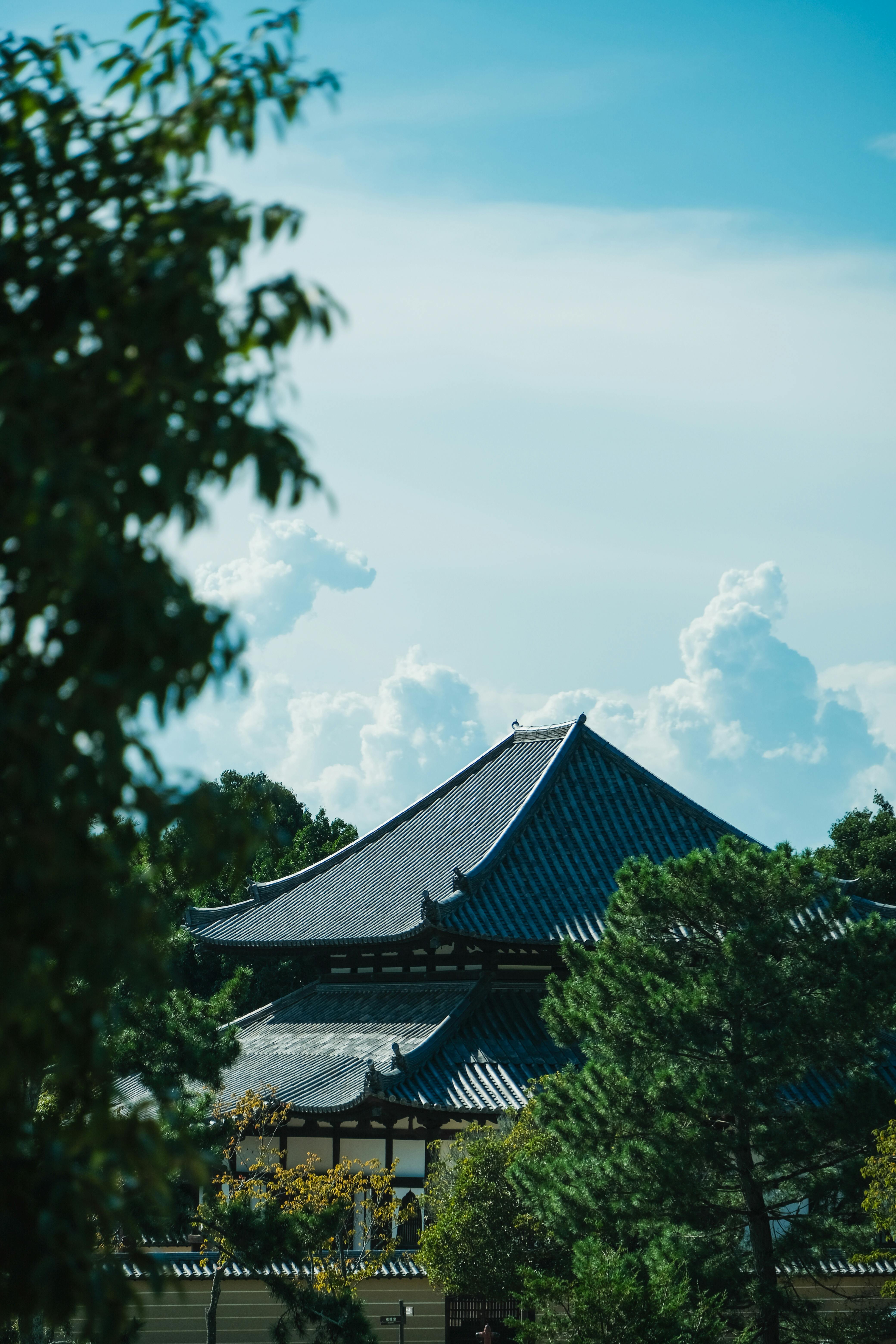 Traditional Japanese Temple with Blue Sky · Free Stock Photo