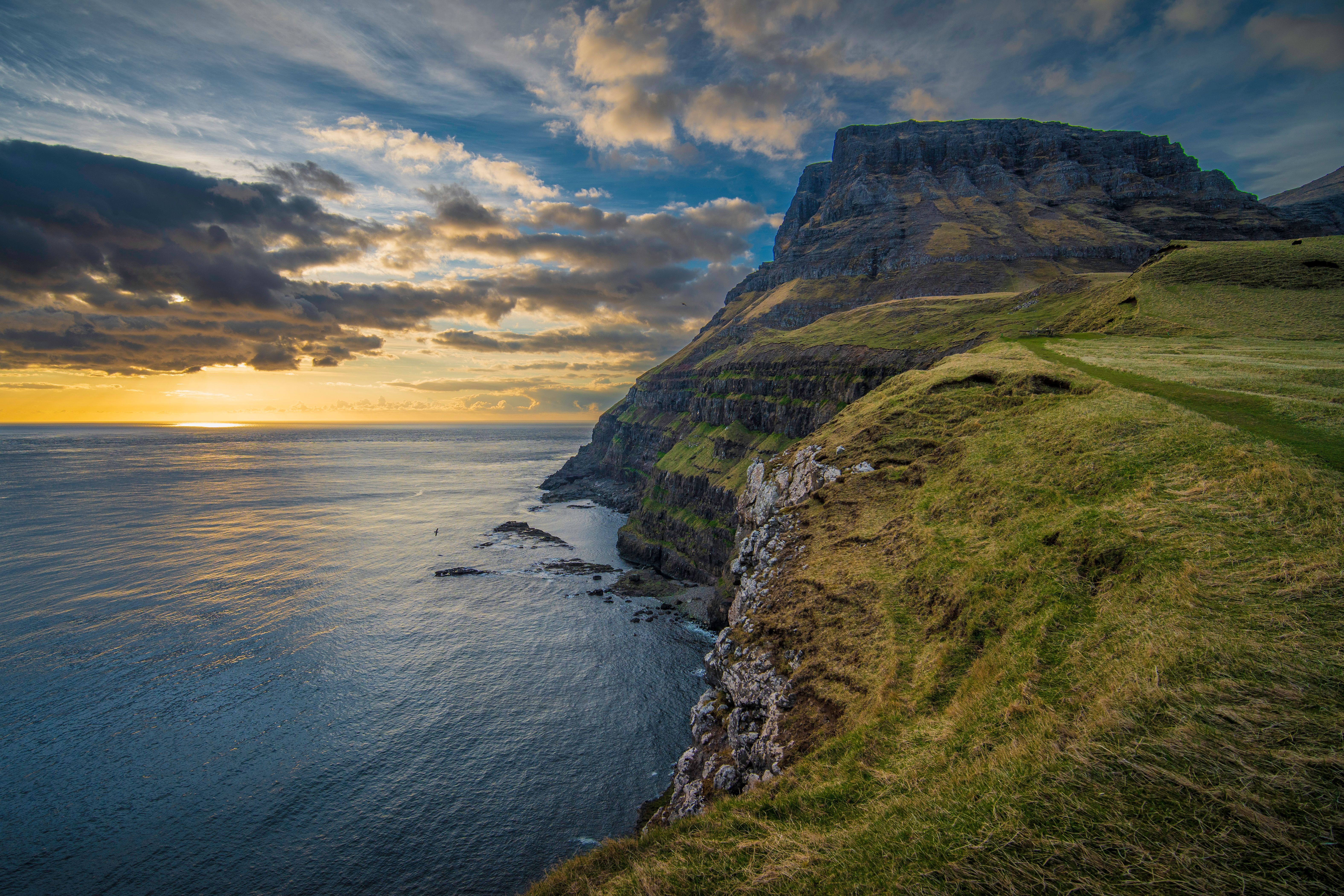 Breathtaking Sunset Over Faroe Islands Cliffs · Free Stock Photo