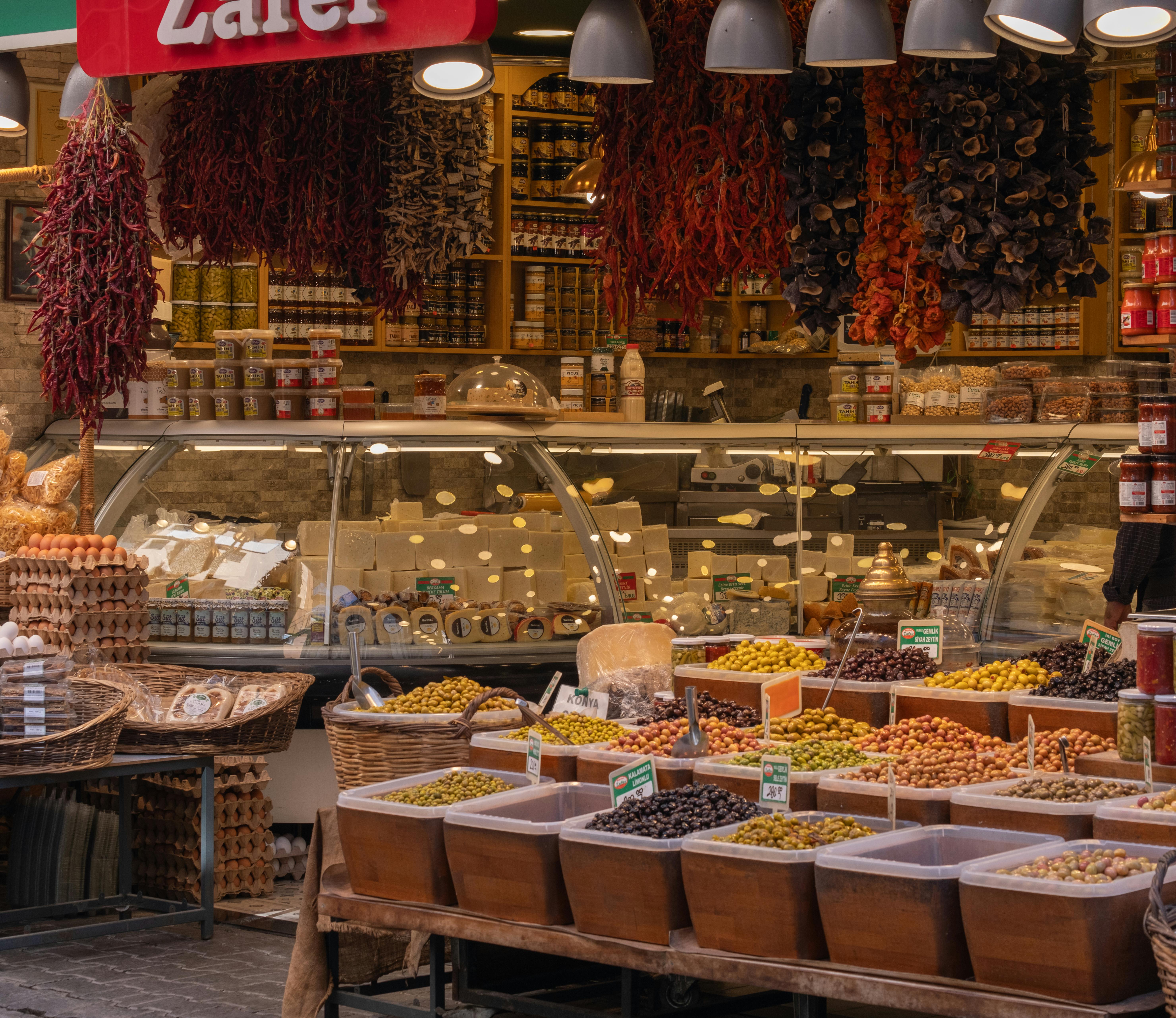 Traditional Turkish Market Olive Display · Free Stock Photo