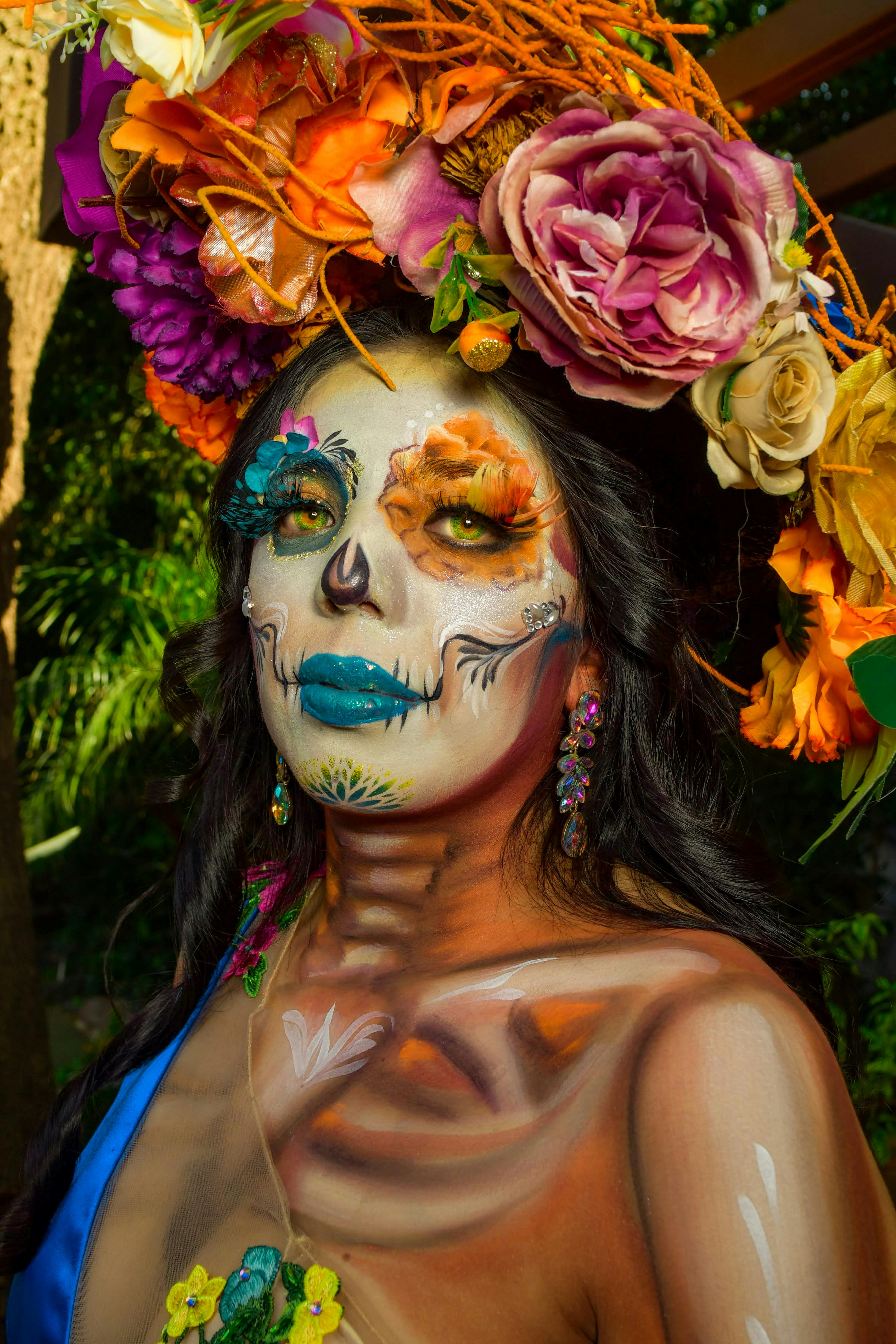 Vibrant Day of the Dead Face Paint Art · Free Stock Photo