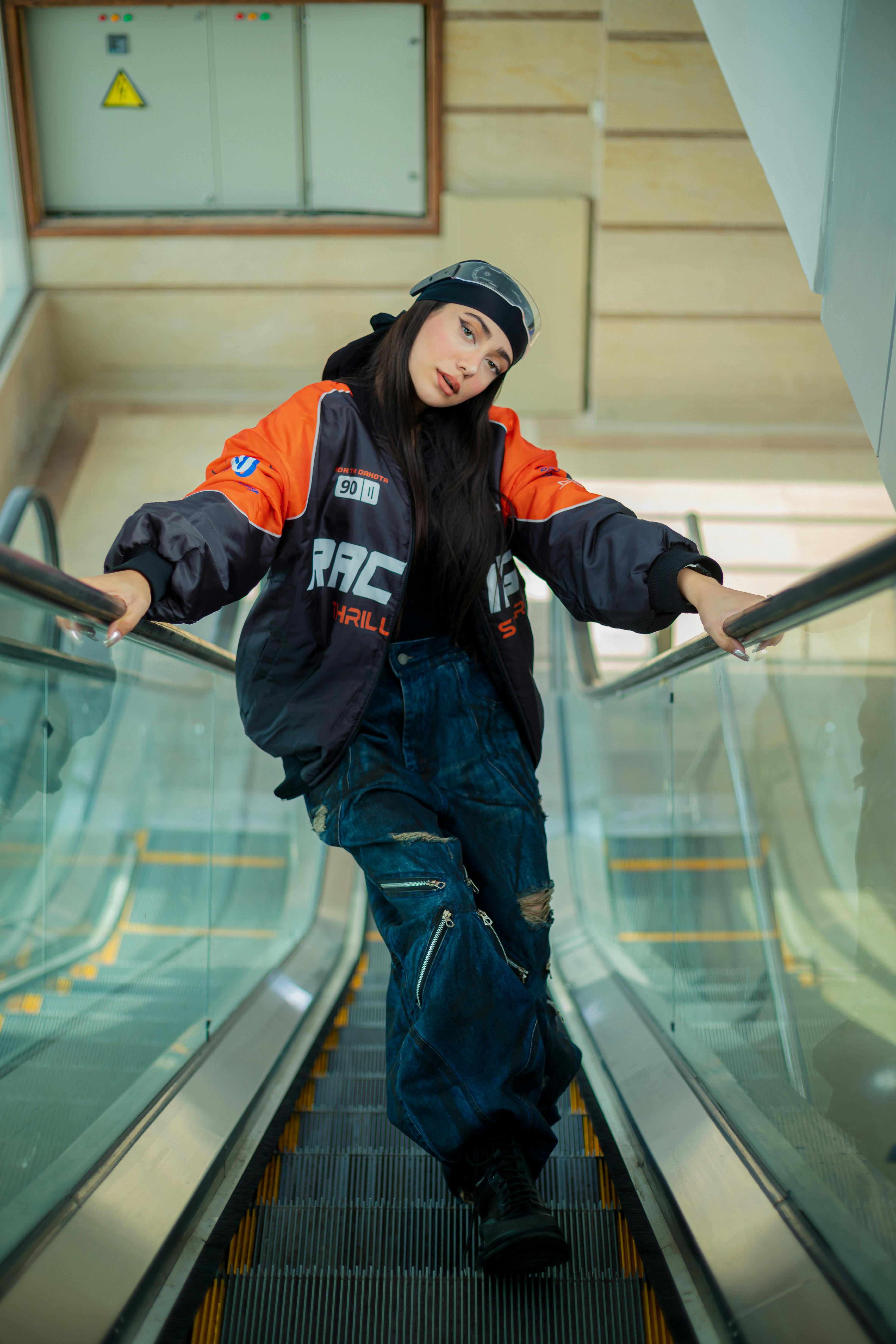 Urban Style Portrait on Escalator · Free Stock Photo
