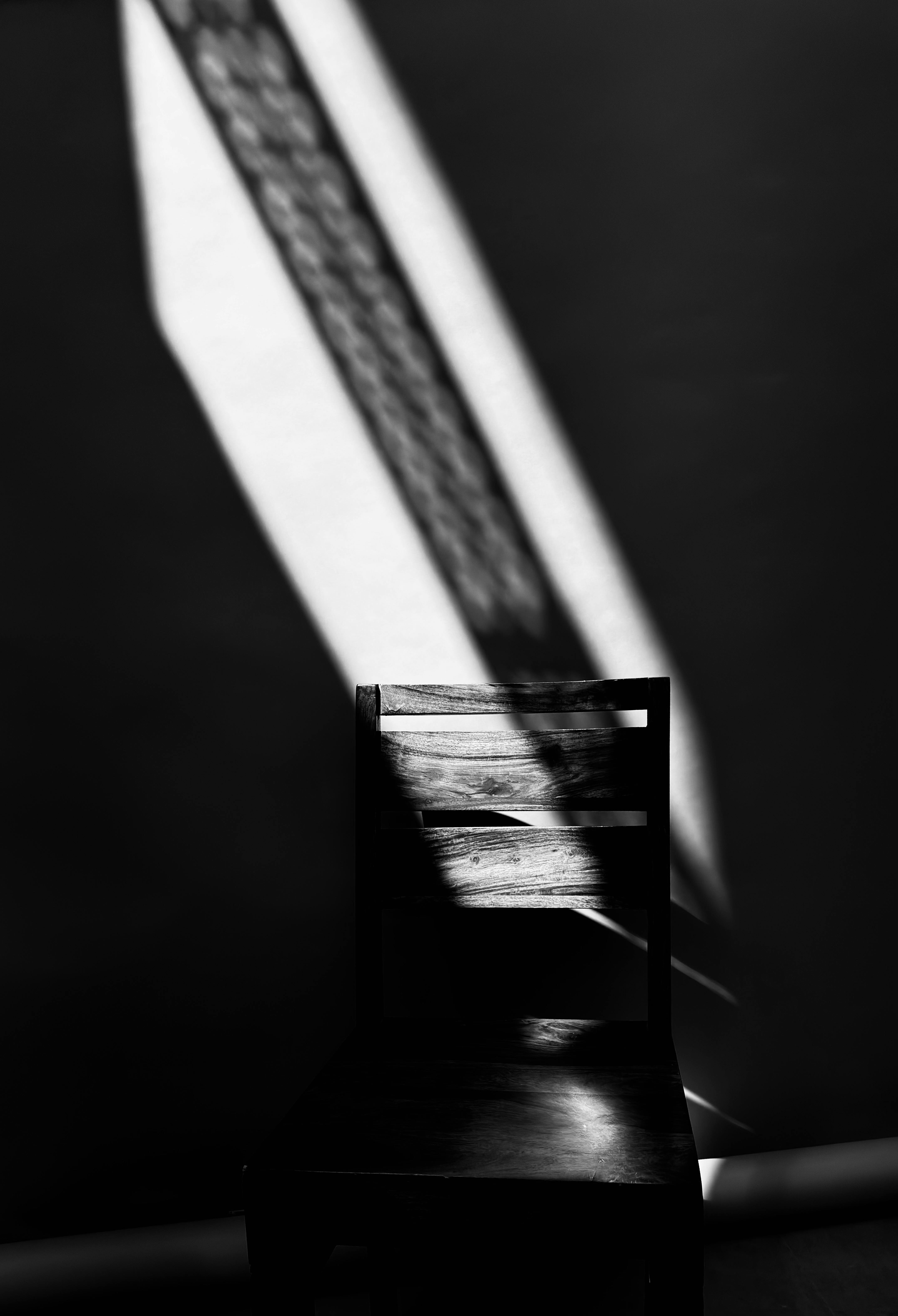 Artistic Black and White Shadowed Wooden Chair · Free Stock Photo