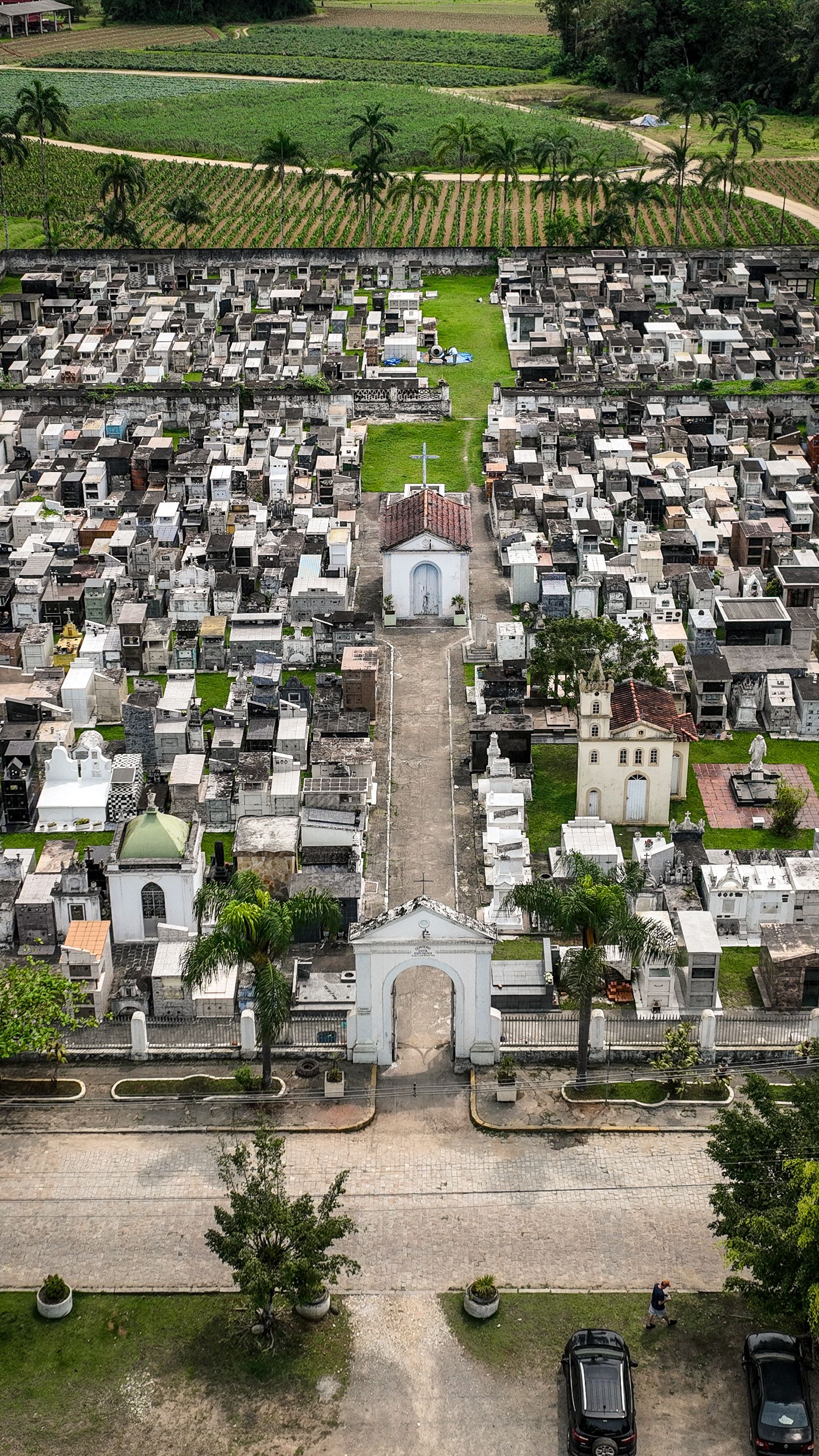 Aerial View of Historic Cemetery and Chapel · Free Stock Photo