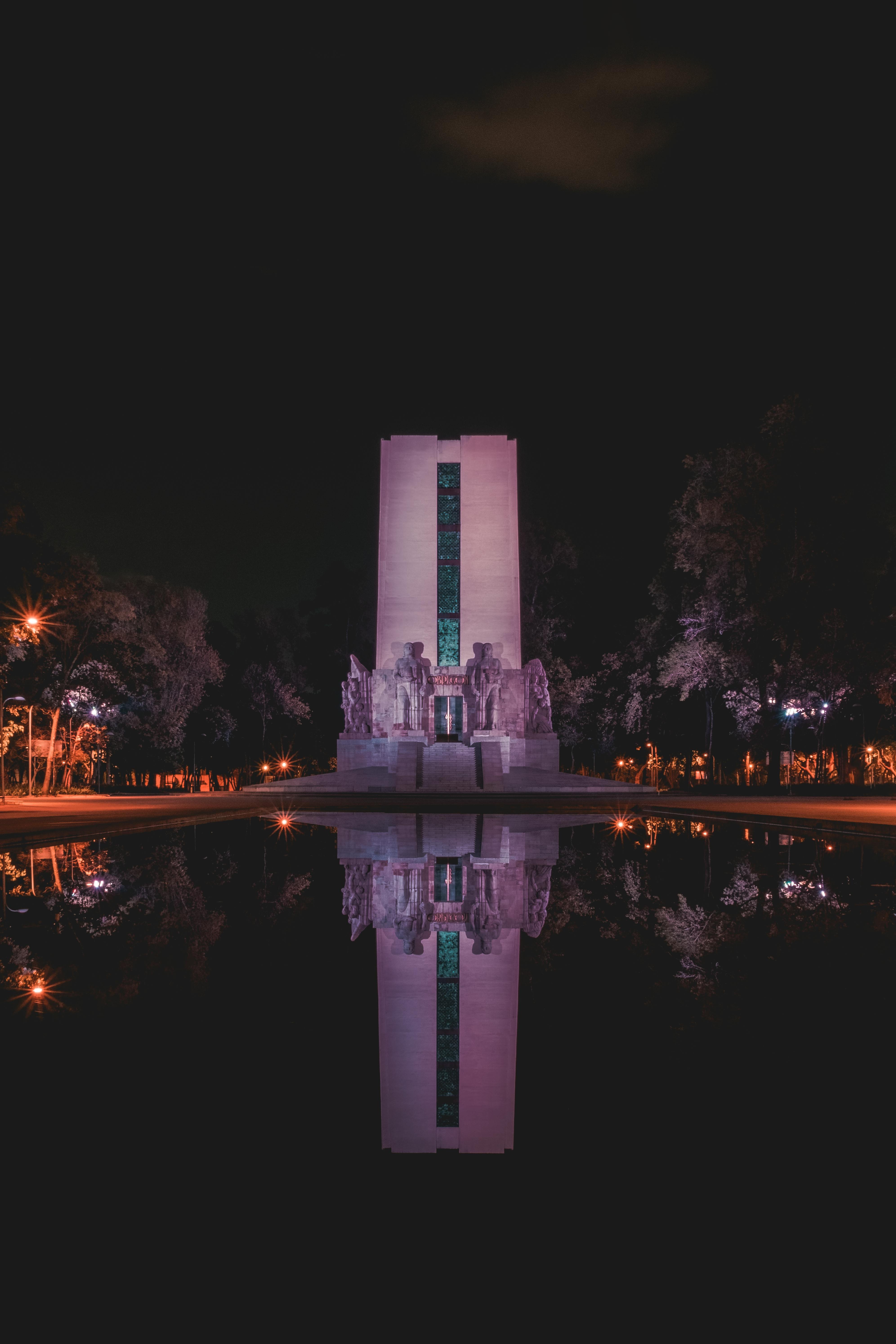 Monument Nightscape Reflection with Moody Lighting · Free Stock Photo