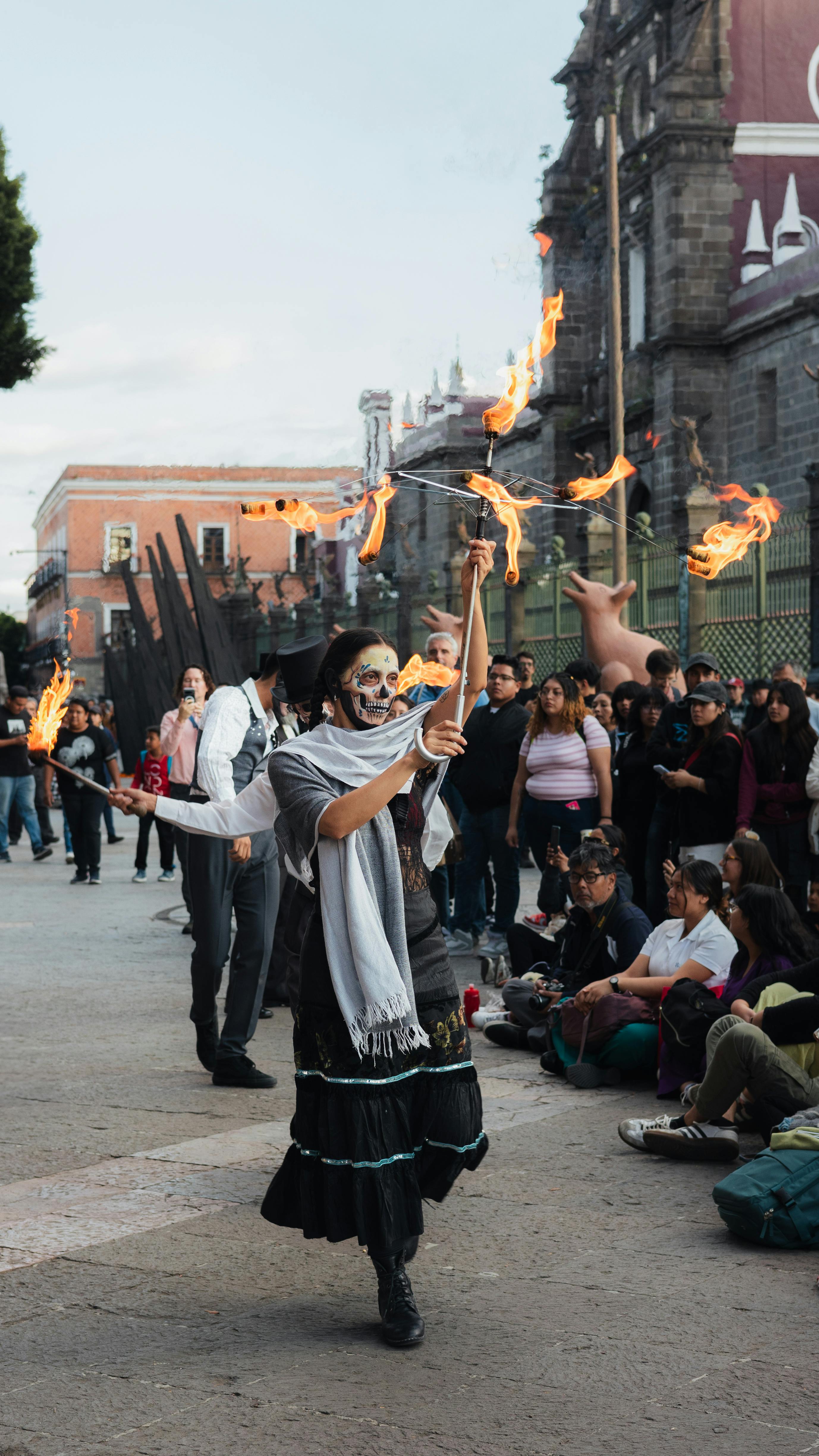 Day of the Dead Fire Performer Celebration · Free Stock Photo