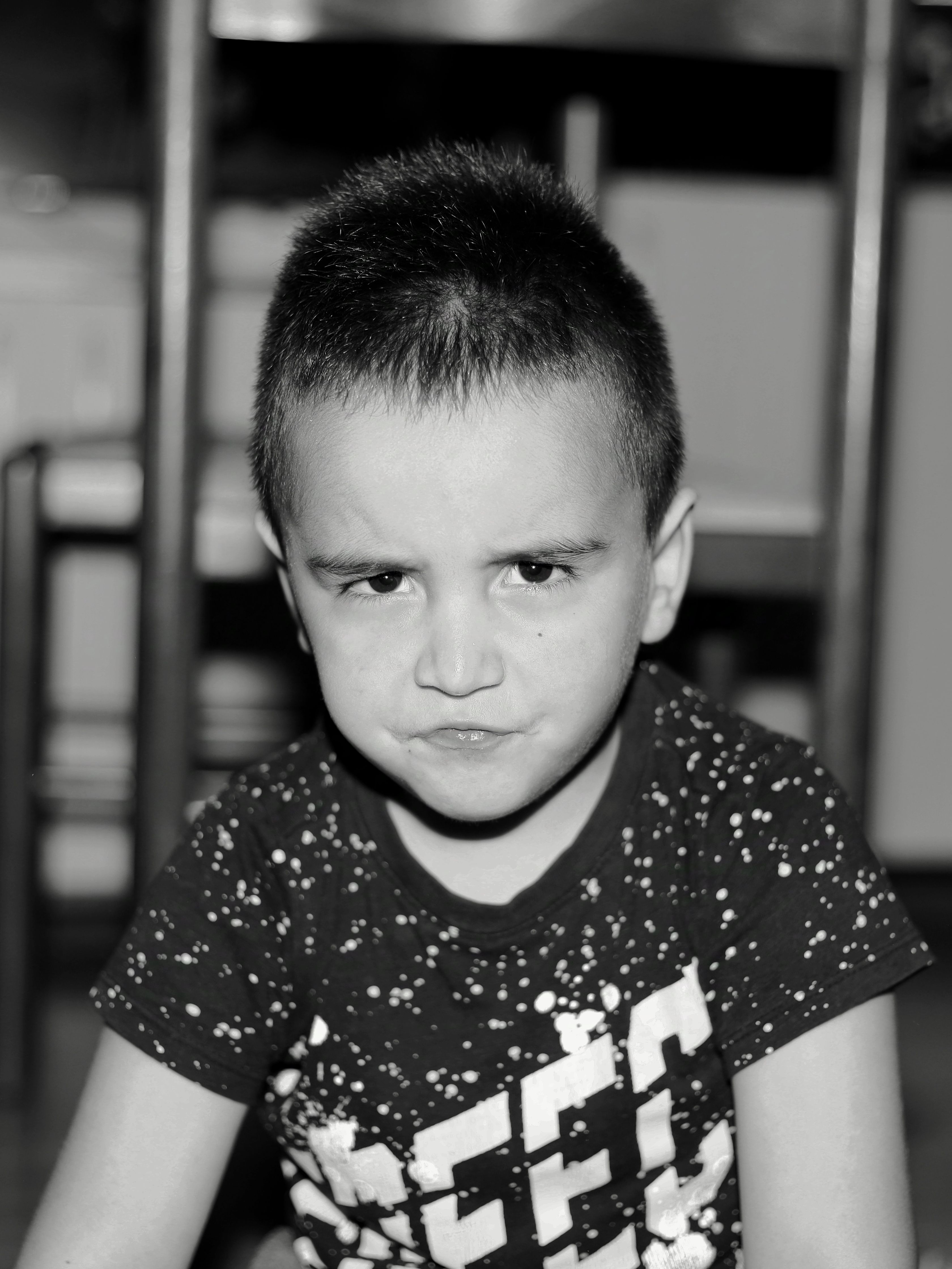 Black and White Portrait of a Serious Child · Free Stock Photo