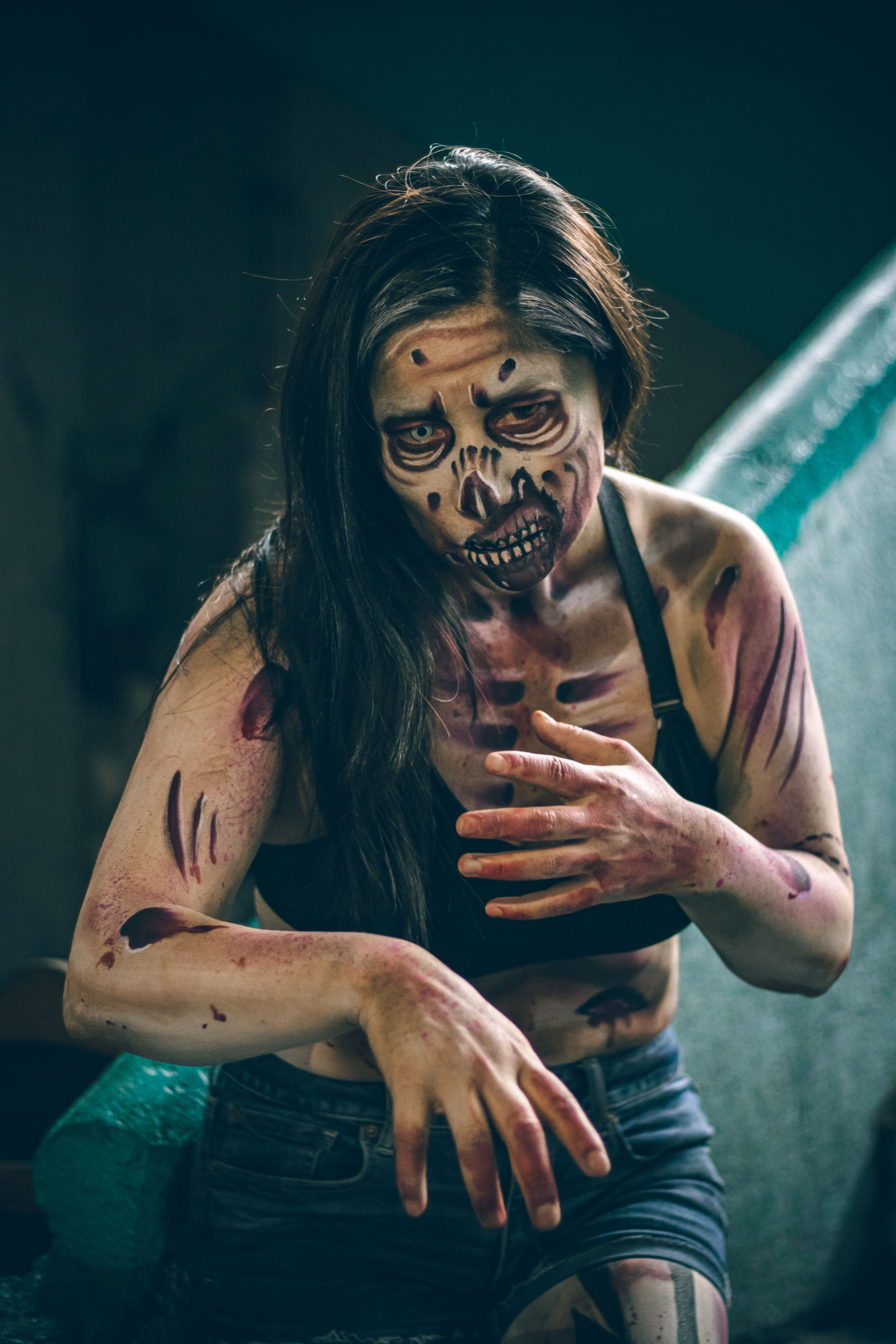 Scary Zombie Cosplay with Artistic Makeup · Free Stock Photo