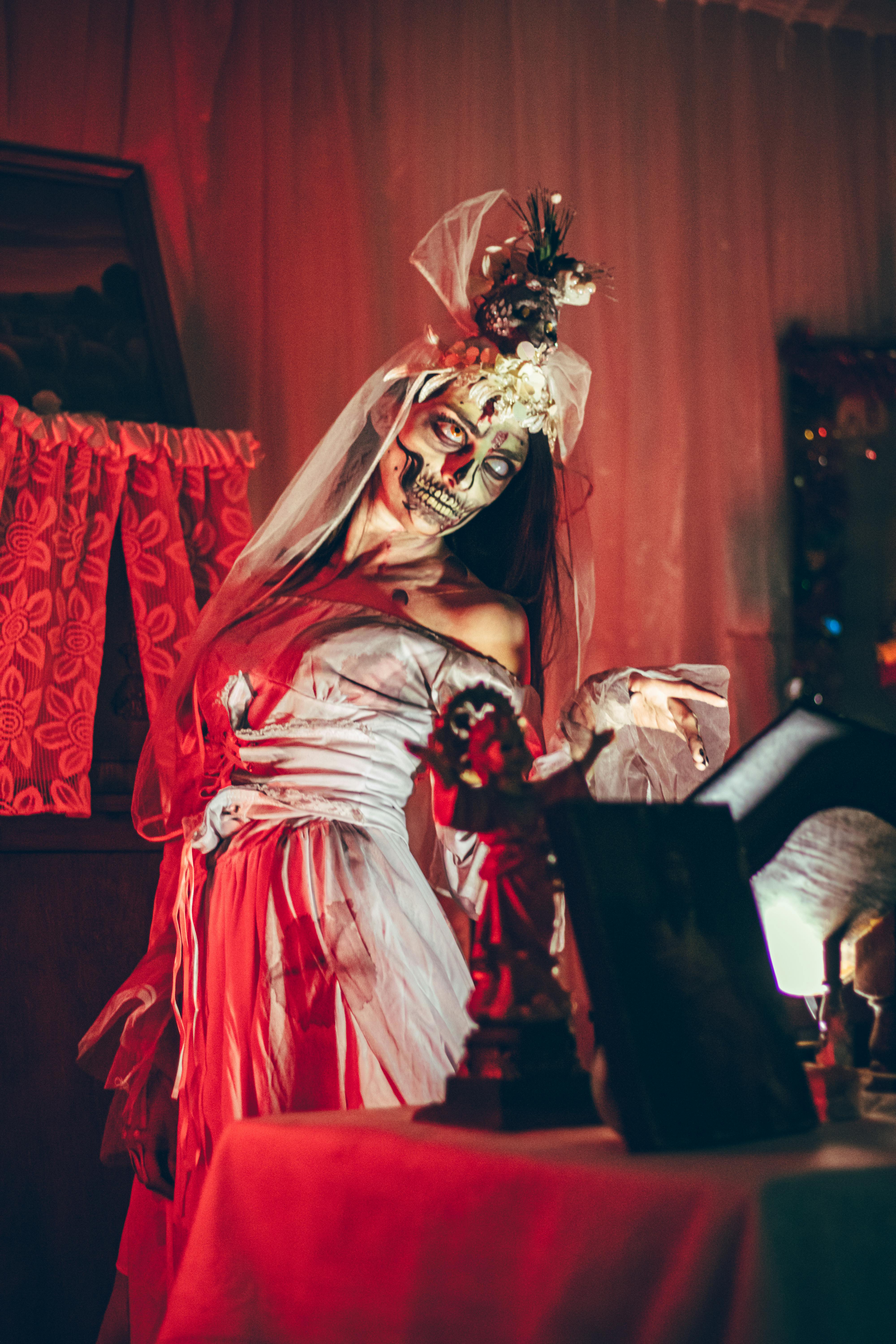 Ghostly Bride in Spooky Halloween Setting · Free Stock Photo