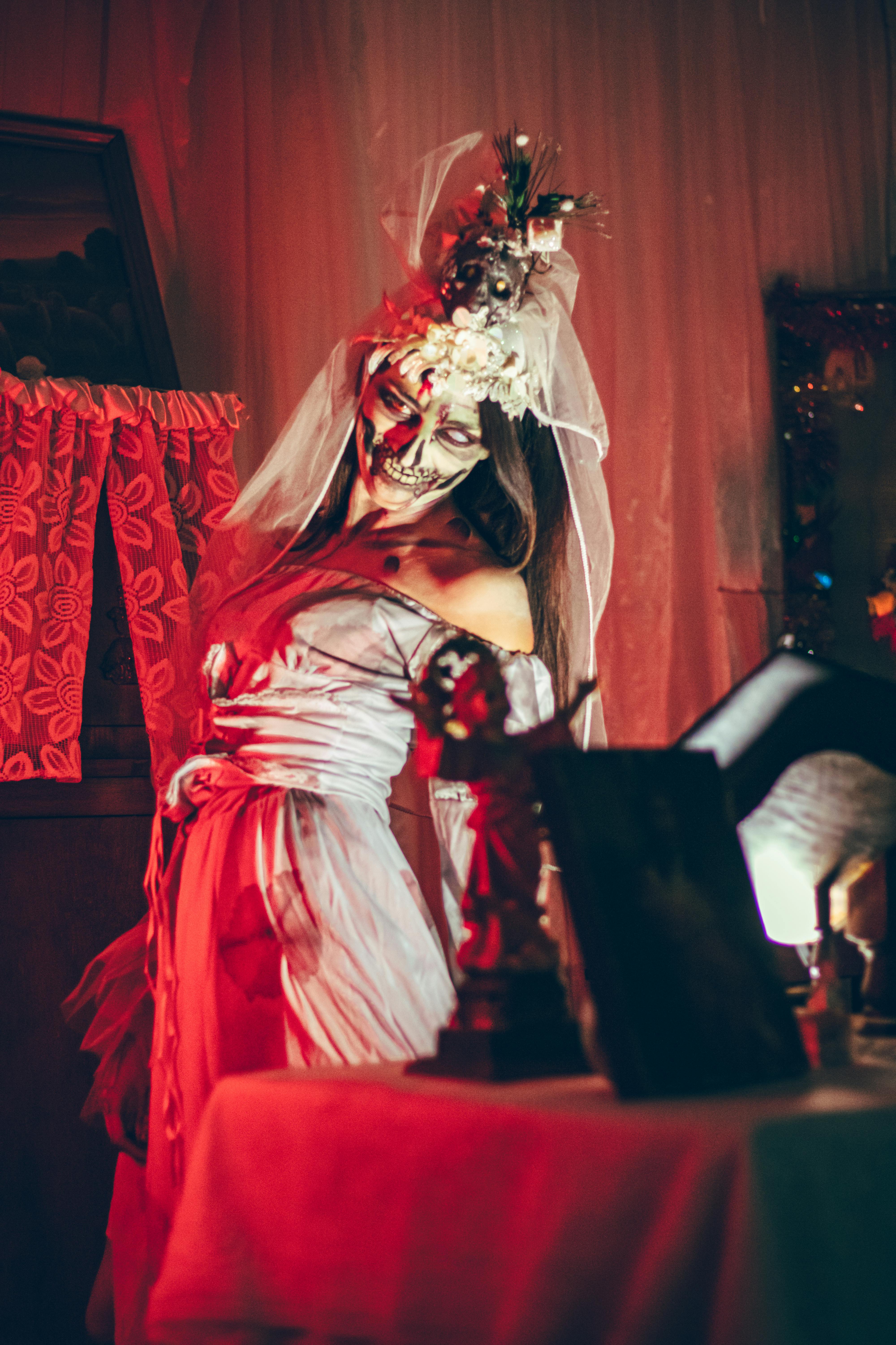 Ethereal Halloween Cosplay with Ghostly Bride · Free Stock Photo