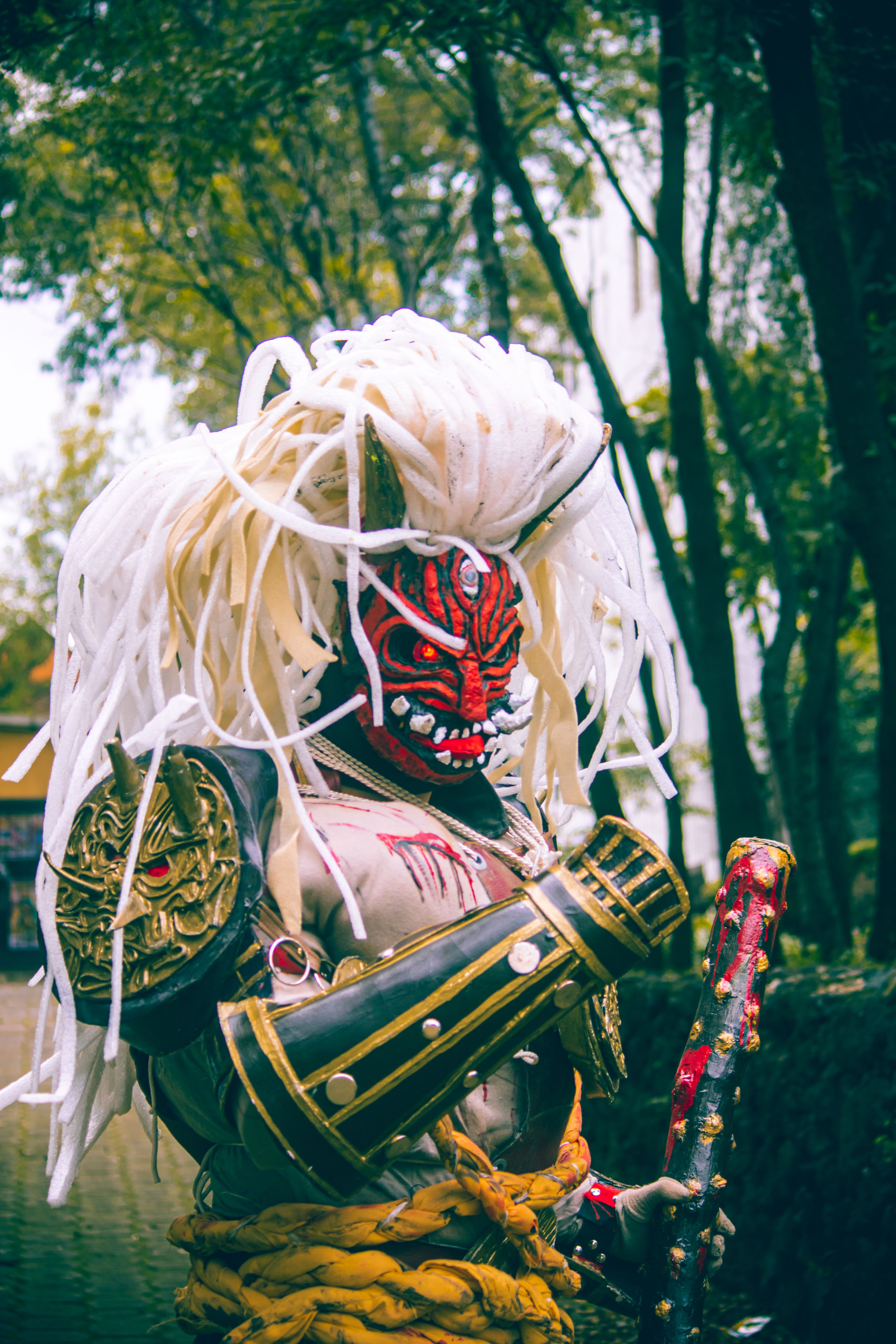 Intricate Samurai Demon Cosplay in Nature · Free Stock Photo