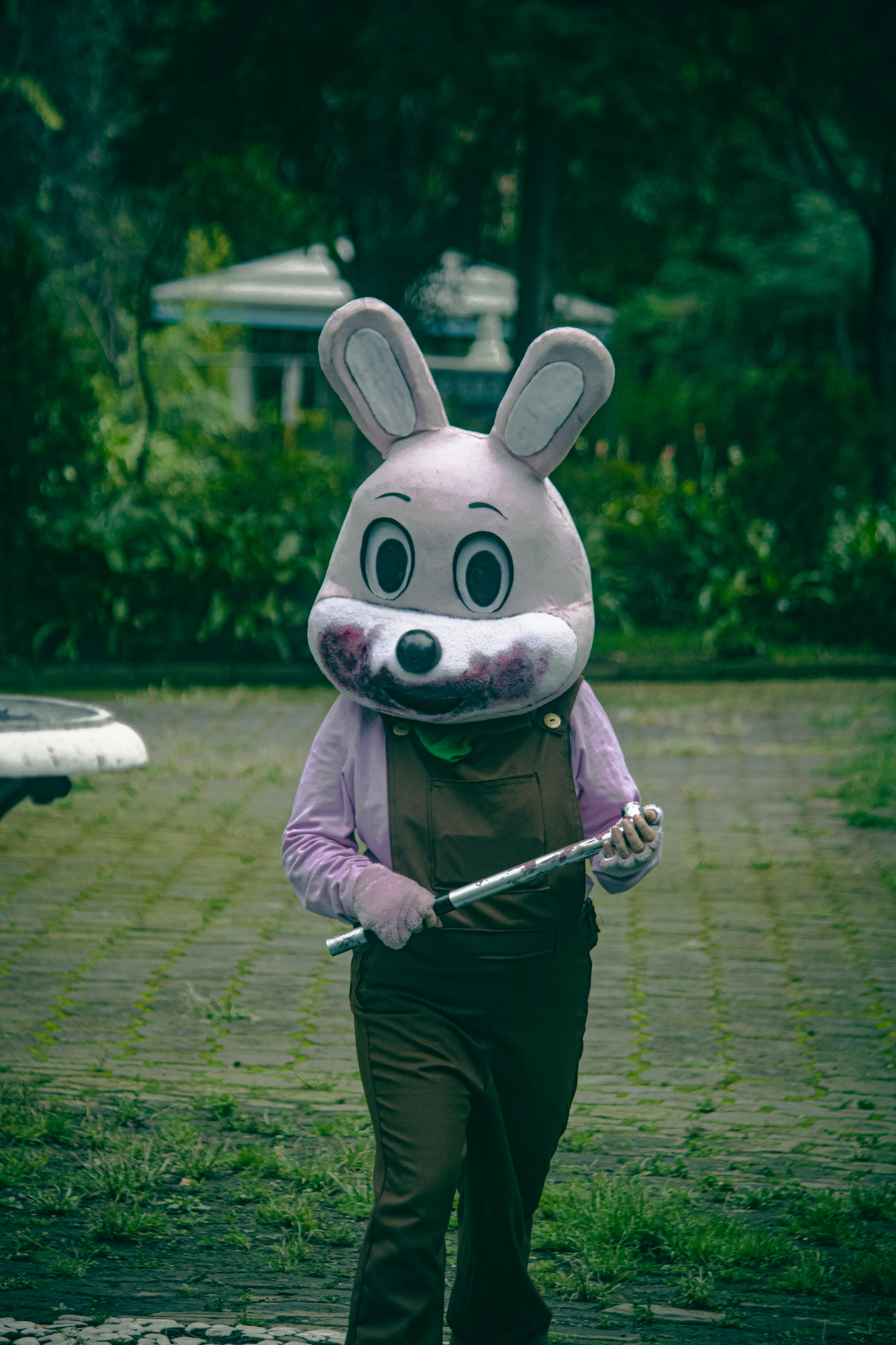Creepy Rabbit Costume in Park Setting · Free Stock Photo