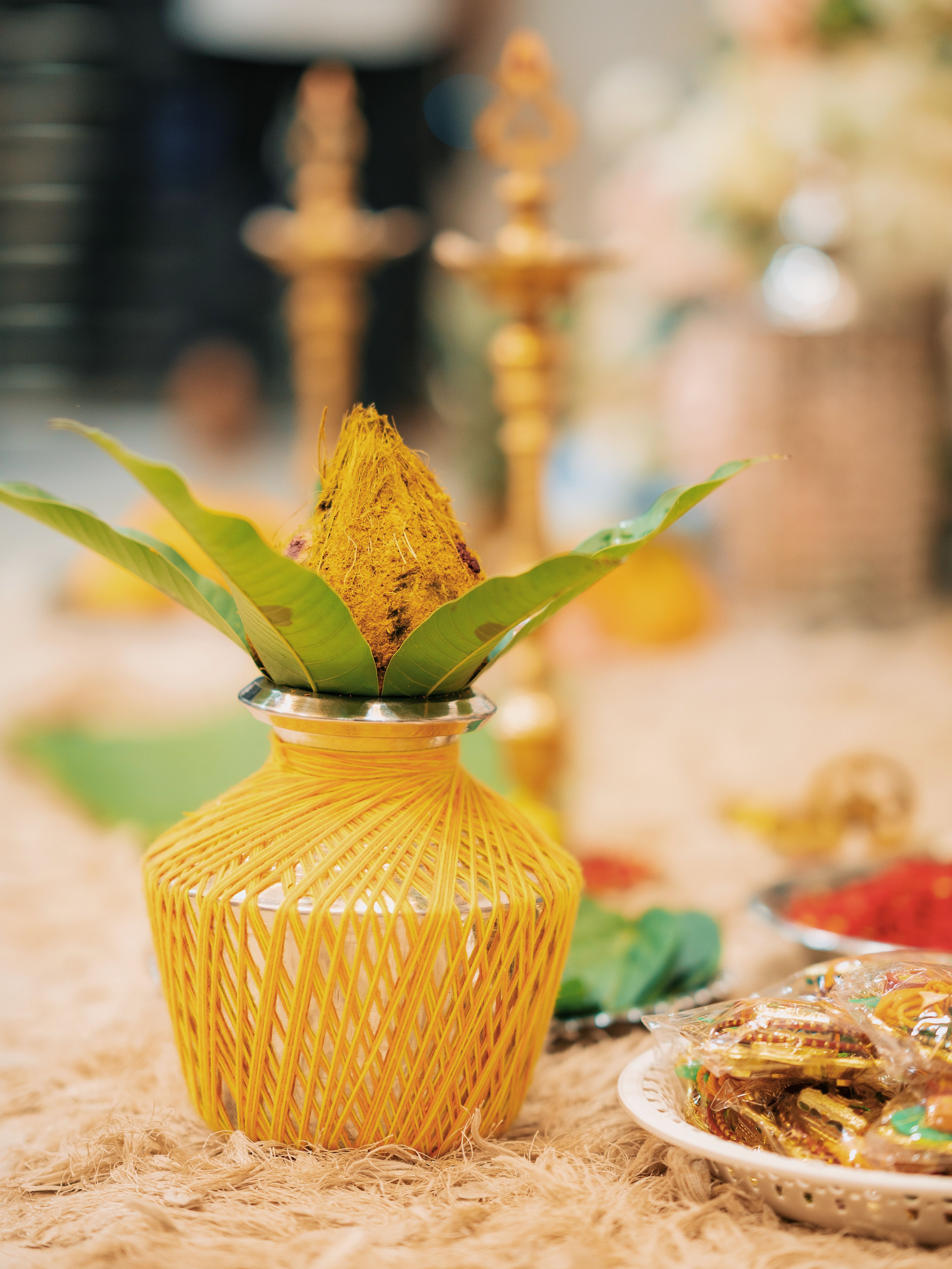Traditional Indian Kalash with Leaves Decor · Free Stock Photo
