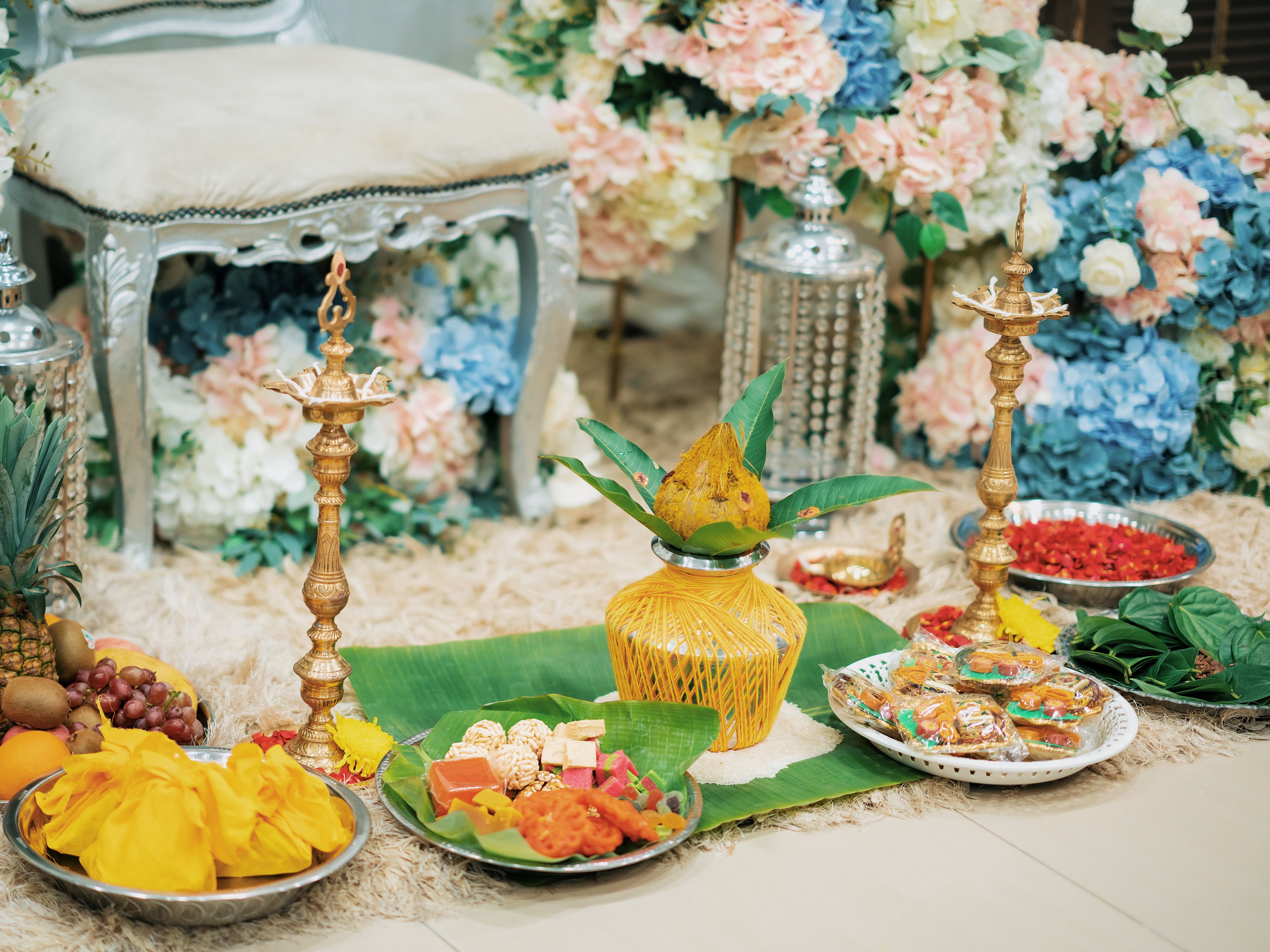 Traditional Indian Ritual with Offerings · Free Stock Photo
