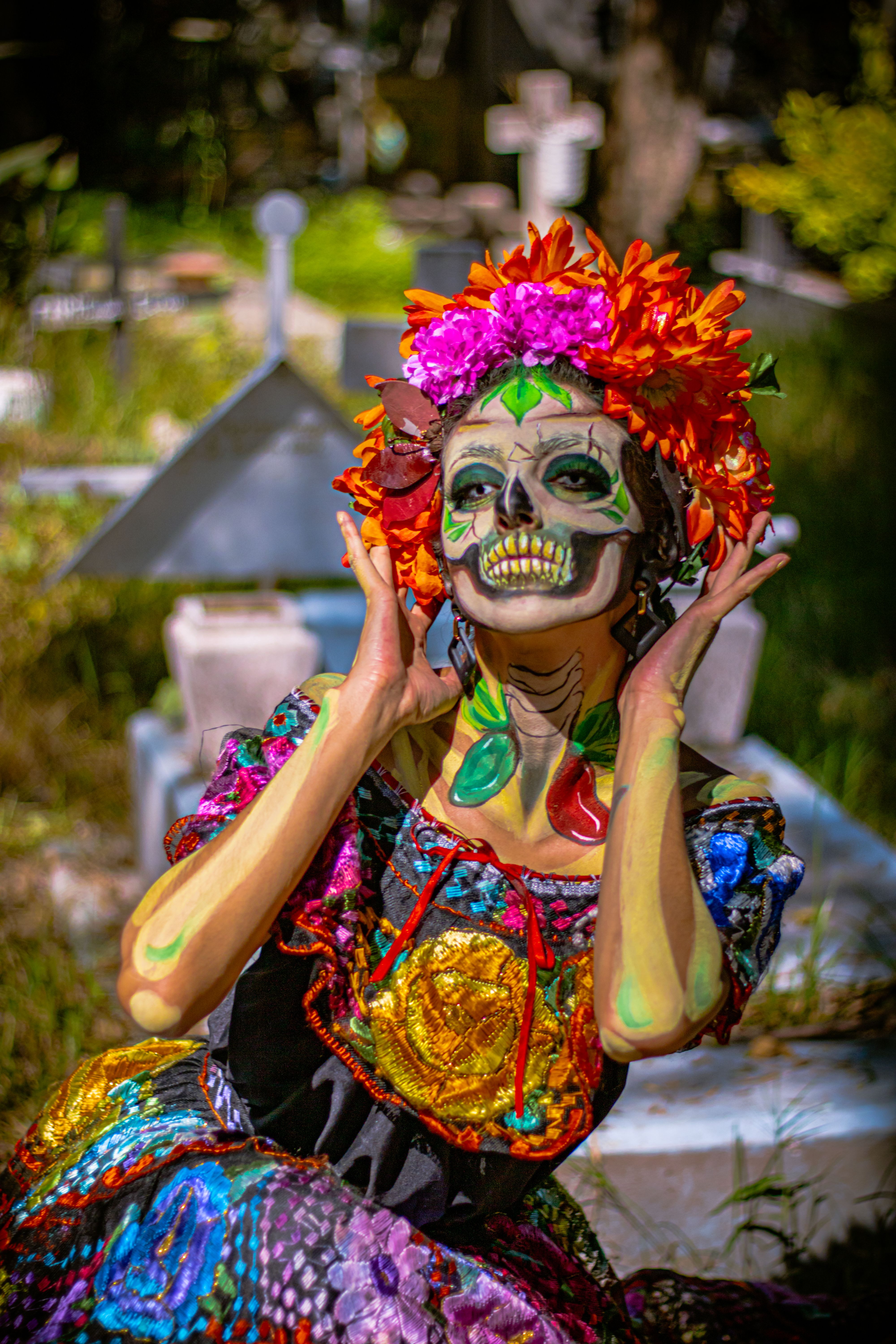 Vibrant Catrina in Mexican Cemetery Celebrations · Free Stock Photo